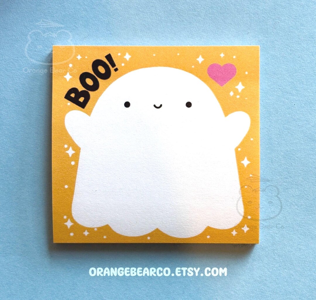 Boo! Cute and Spooky Ghost Friend Sticky Note Pad, Cute Spooky Kid ...