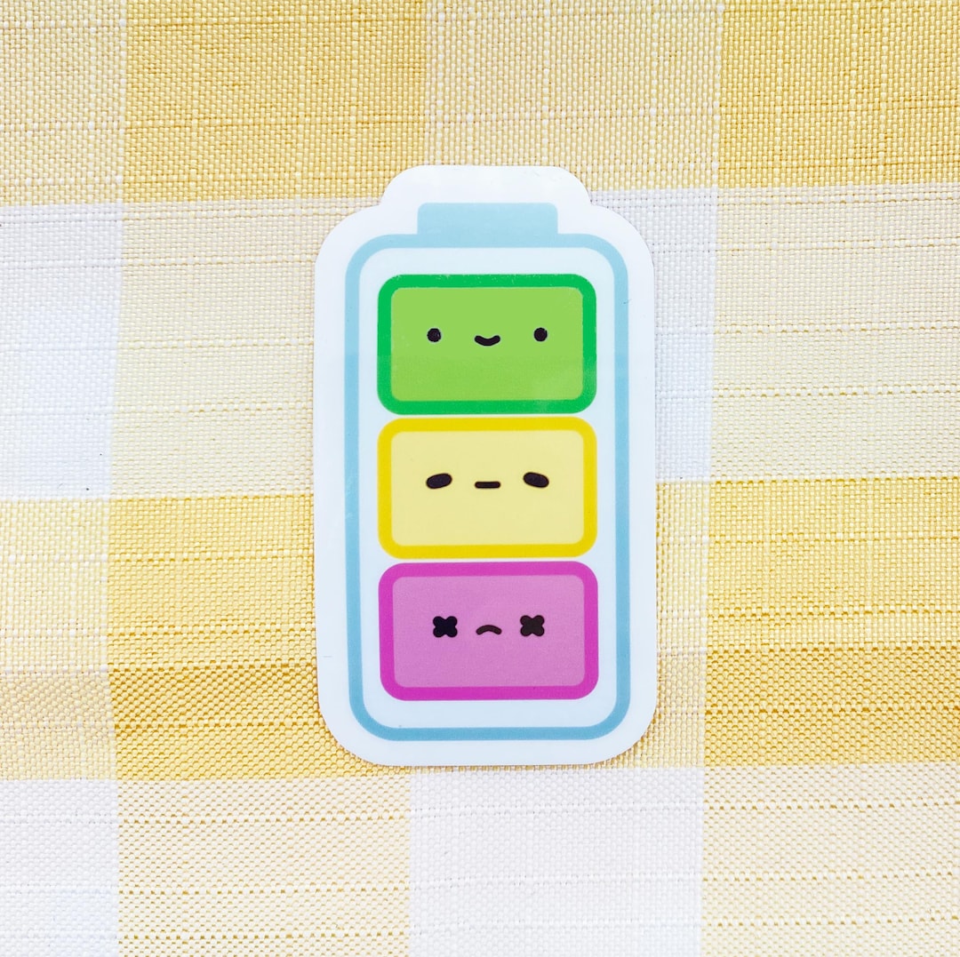 Happy Battery Emoji Sticker Running Out of Battery Low on Energy Social ...