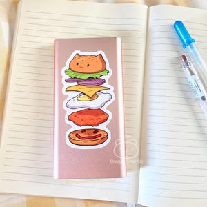 Cute Cat Burger Sticker Fastfood Stickers for Scrapbooks, Water Bottle ...