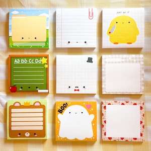 Mini Lined Paper Sticky Note Memo Pads Cute Happy Face and Paper Clip ...