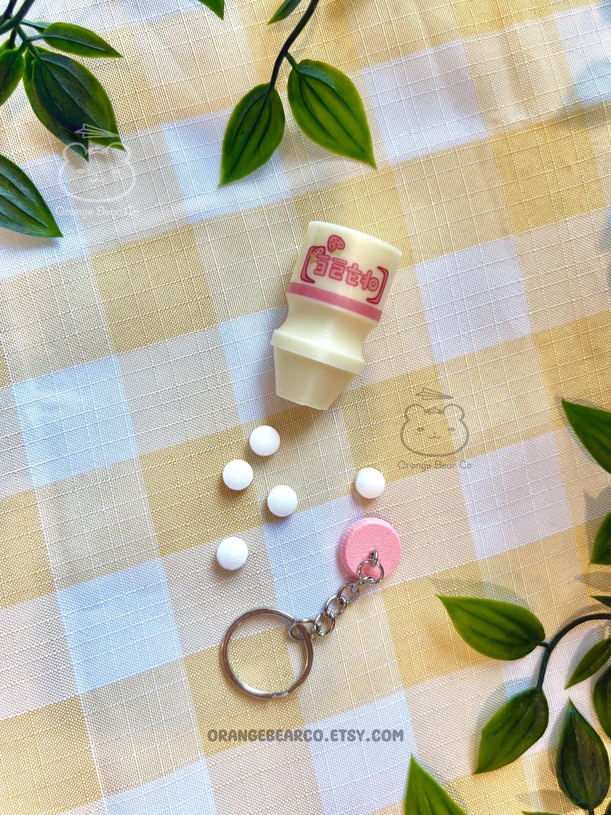 3D Printed Yakult Inspired Pill Container Keychain: Cute Hidden Storage ...