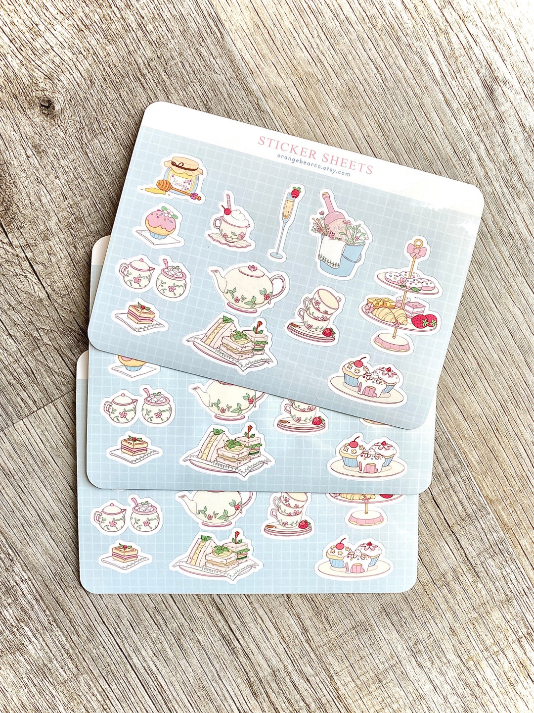 Tea Time Cute Cozy Whimsical Sticker Sheet Stationery Waterproof Vinyl ...