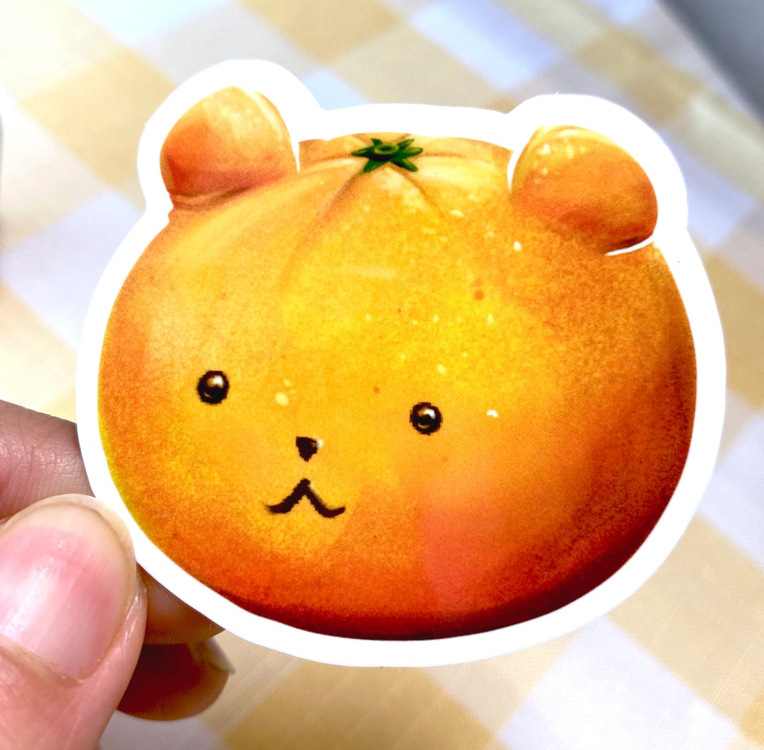 Cute Orange Bear Vinyl Sticker for Water Bottle, Lockers, Sticker ...