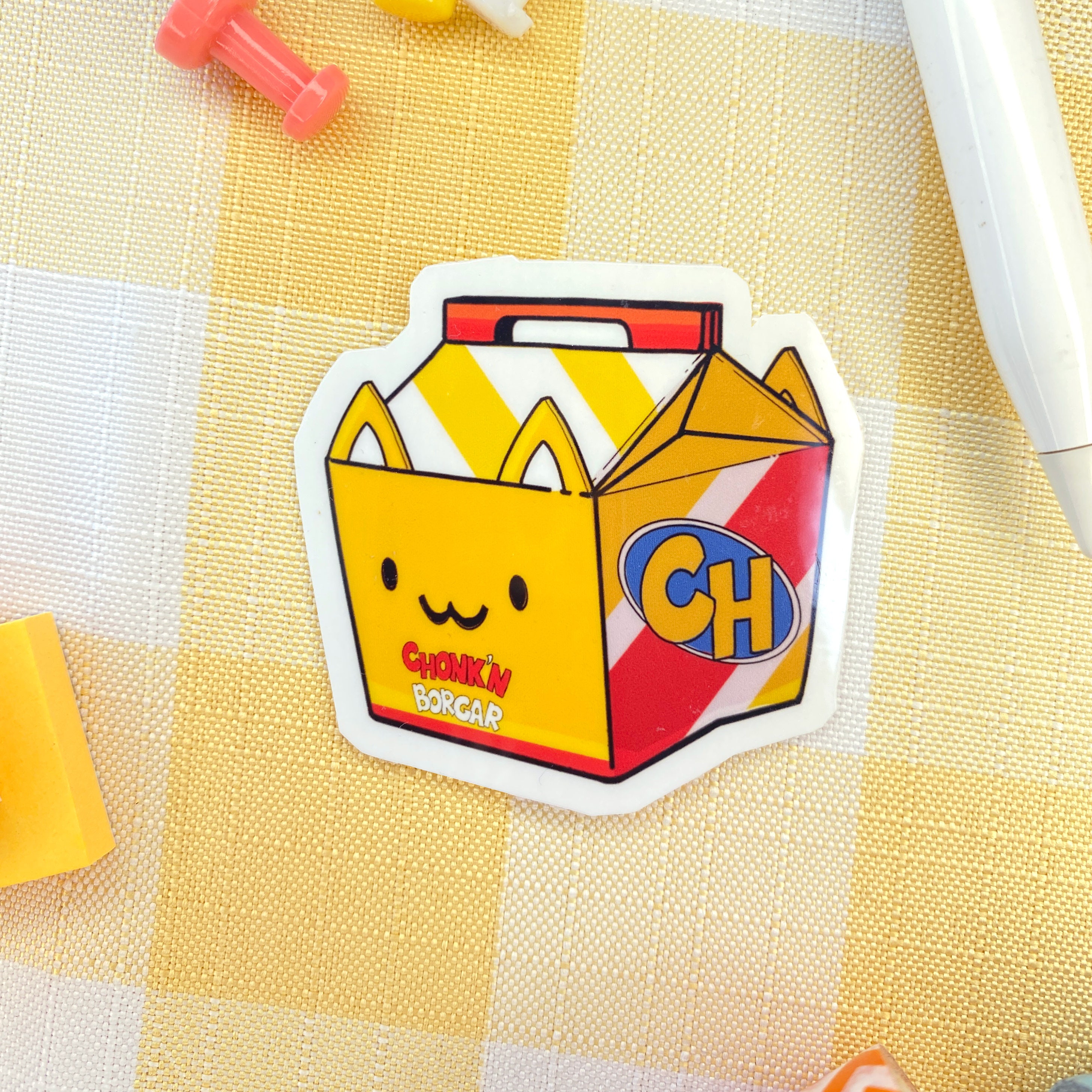 Cute Cat Borgar Sticker Burger for Scrapbooks, Water Bottle, Journal ...