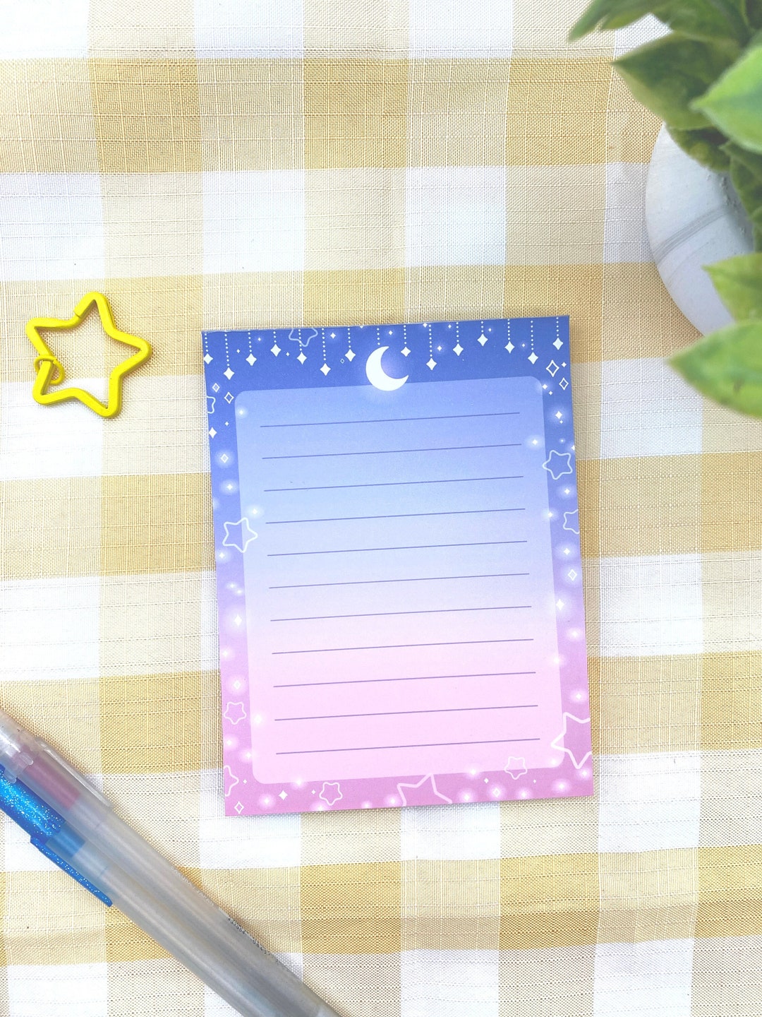 Purple Starry Night Handmade Notepad Cute, 50 Pages, 4x5.25 In, to Do ...