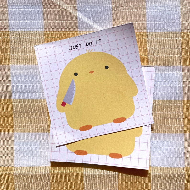 Motivational Just Do It Baby Chicken With a Knife Memo Pad 3.25 X 3.25 ...
