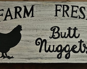 Personalized Chicken Farm Fresh Butt Nuggets Vintage Metal Signs for ...