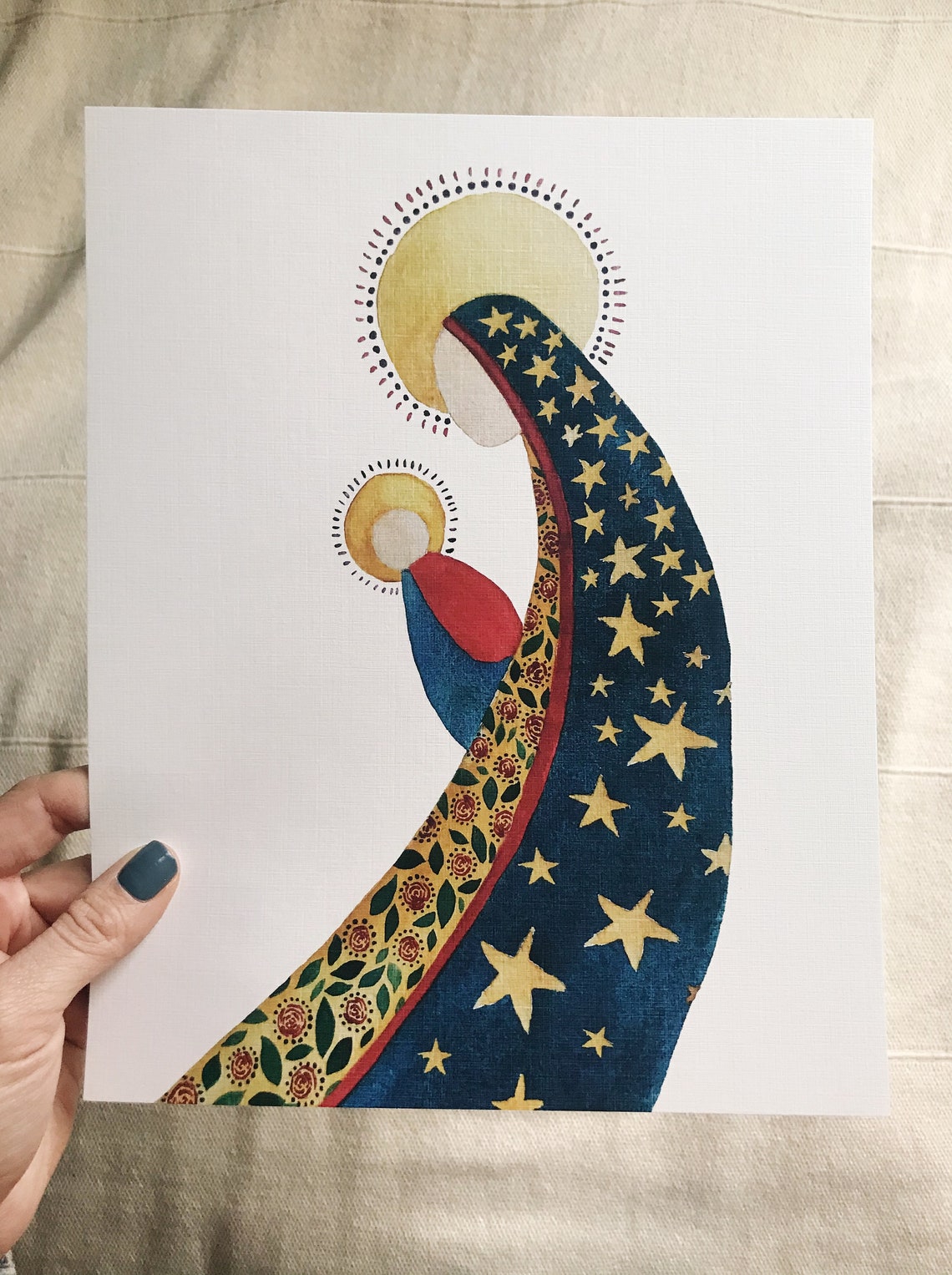 Mary and Jesus Folk Print | Etsy