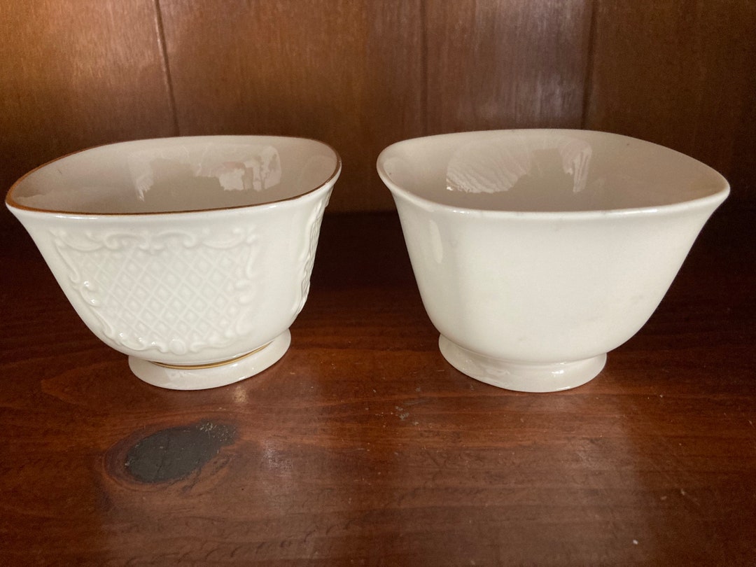 Lenox Bowls Two Cream China Dishes Simple Elegant One With Design Gold ...