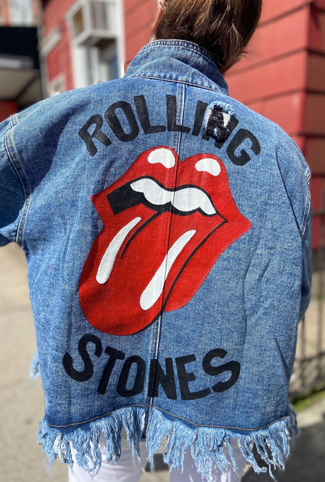 Rolling Stones Jacket Hand Painted Jean Jacket Women's - Etsy