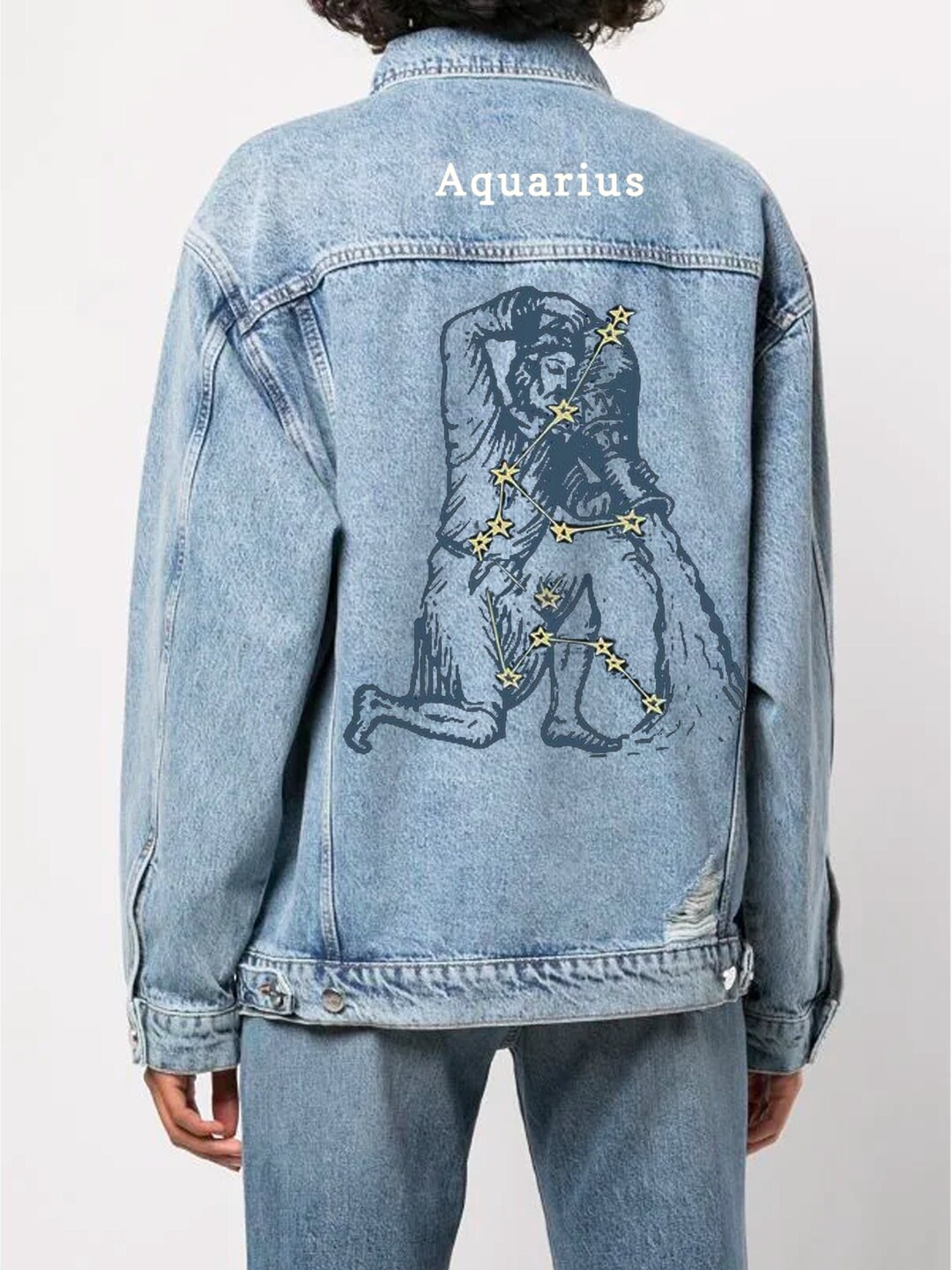 Star Sign Jacket, Zodiac Sign Jean Jacket, Custom Clothing, Hand ...