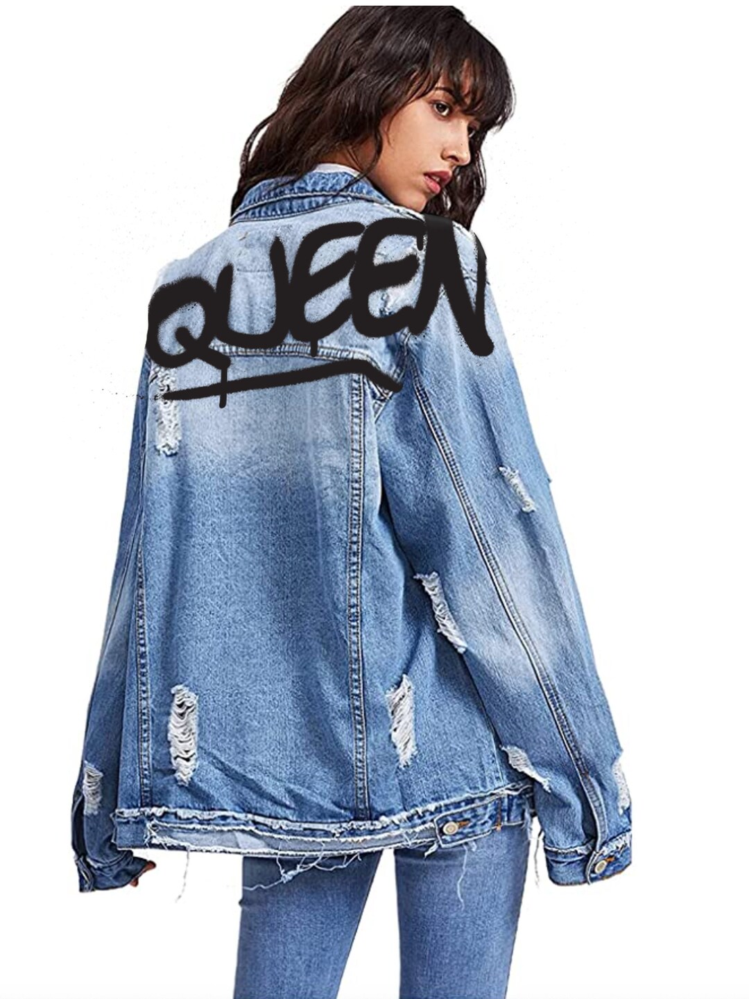 Queen Hand Painted Denim Jacket, Jean Jacket, Women's Jacket, Graffiti ...