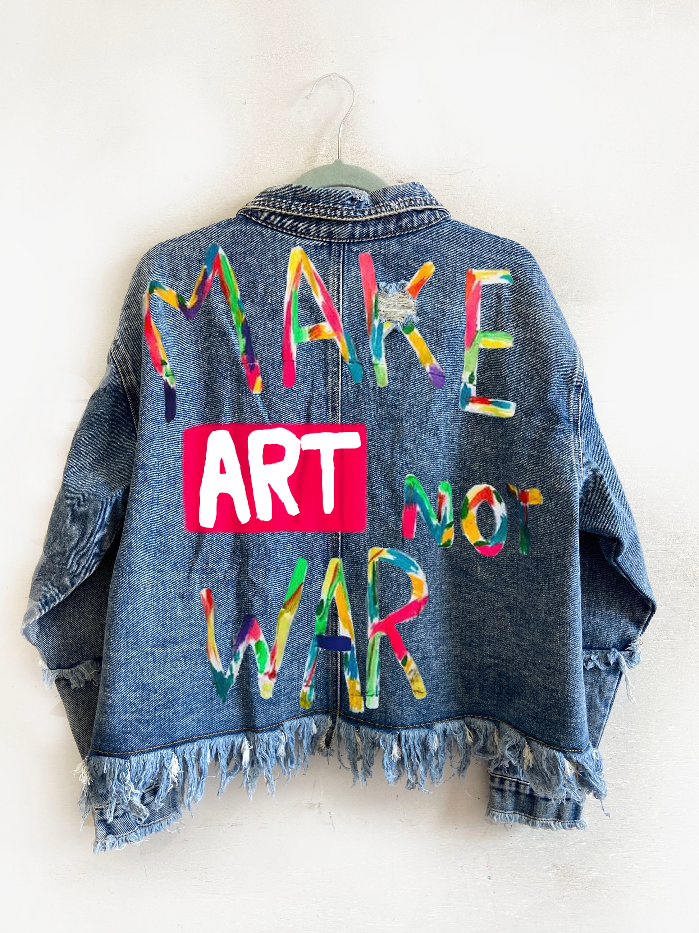 Colorblock Hand Painted Denim Jacket Jean Jacket Women's - Etsy