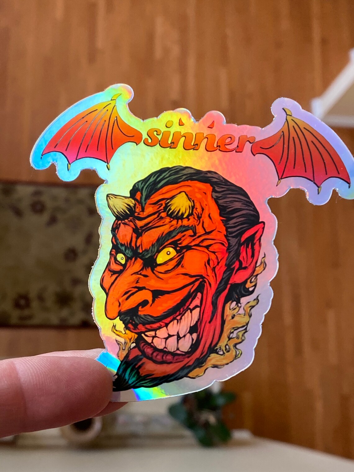 Devil Holographic Sinner Sticker 4x4 Vinyl Sticker 7 Deadly - Etsy