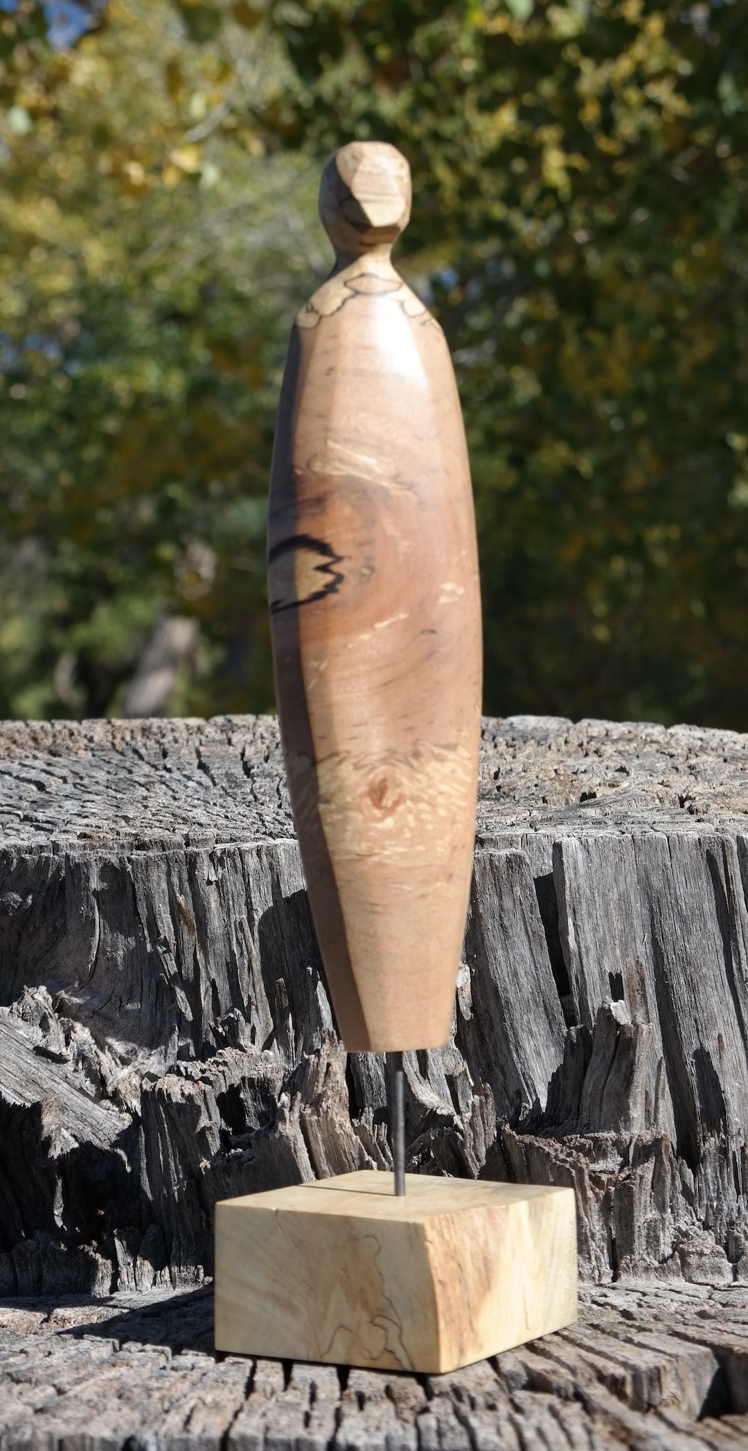 Beautiful Spalted Sycamore Wood Hand Carved Figure With Base - Etsy