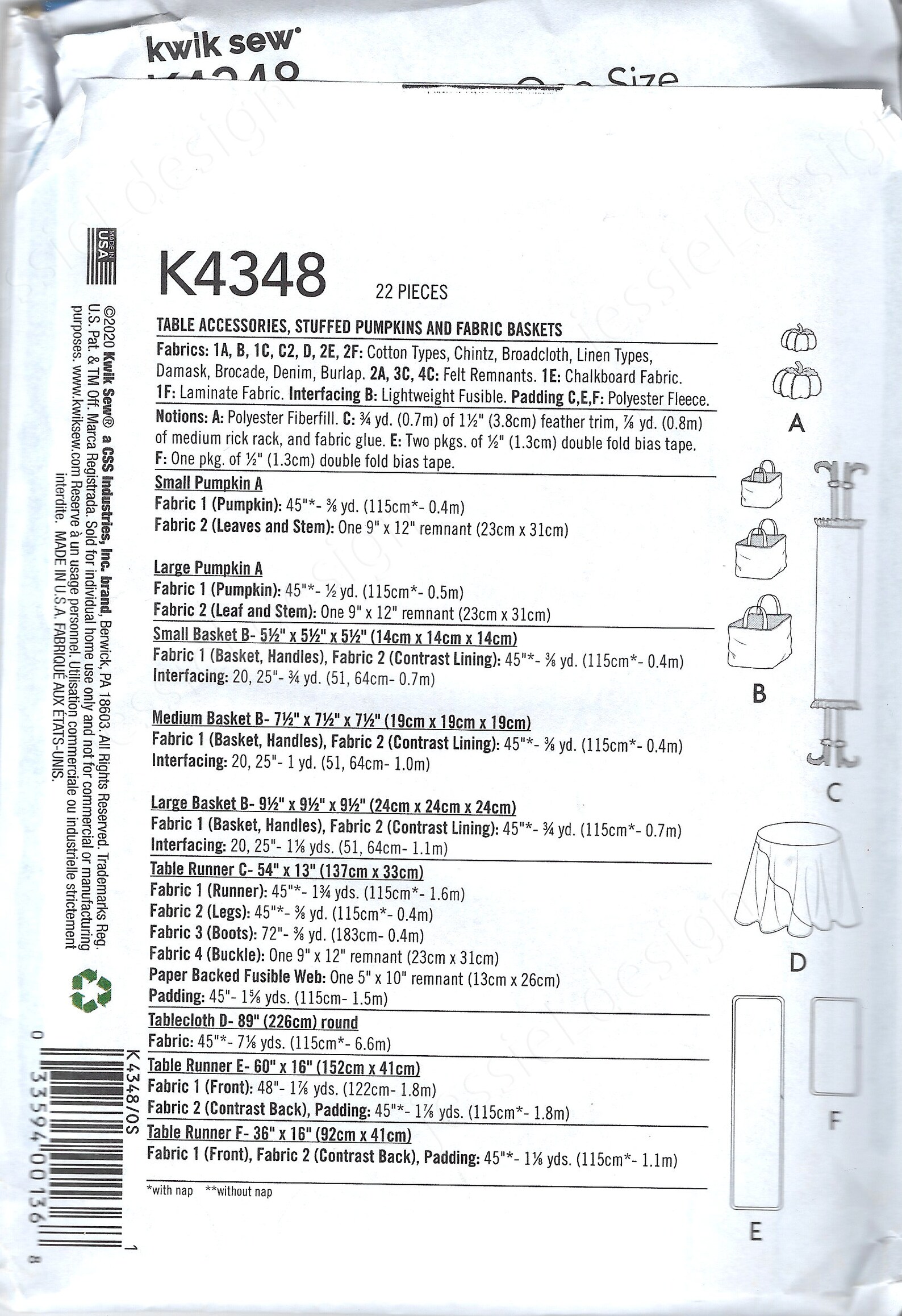 Uncut Kwik Sewing Pattern 4348 Stuffed Pumpkins Witchy Table - Etsy