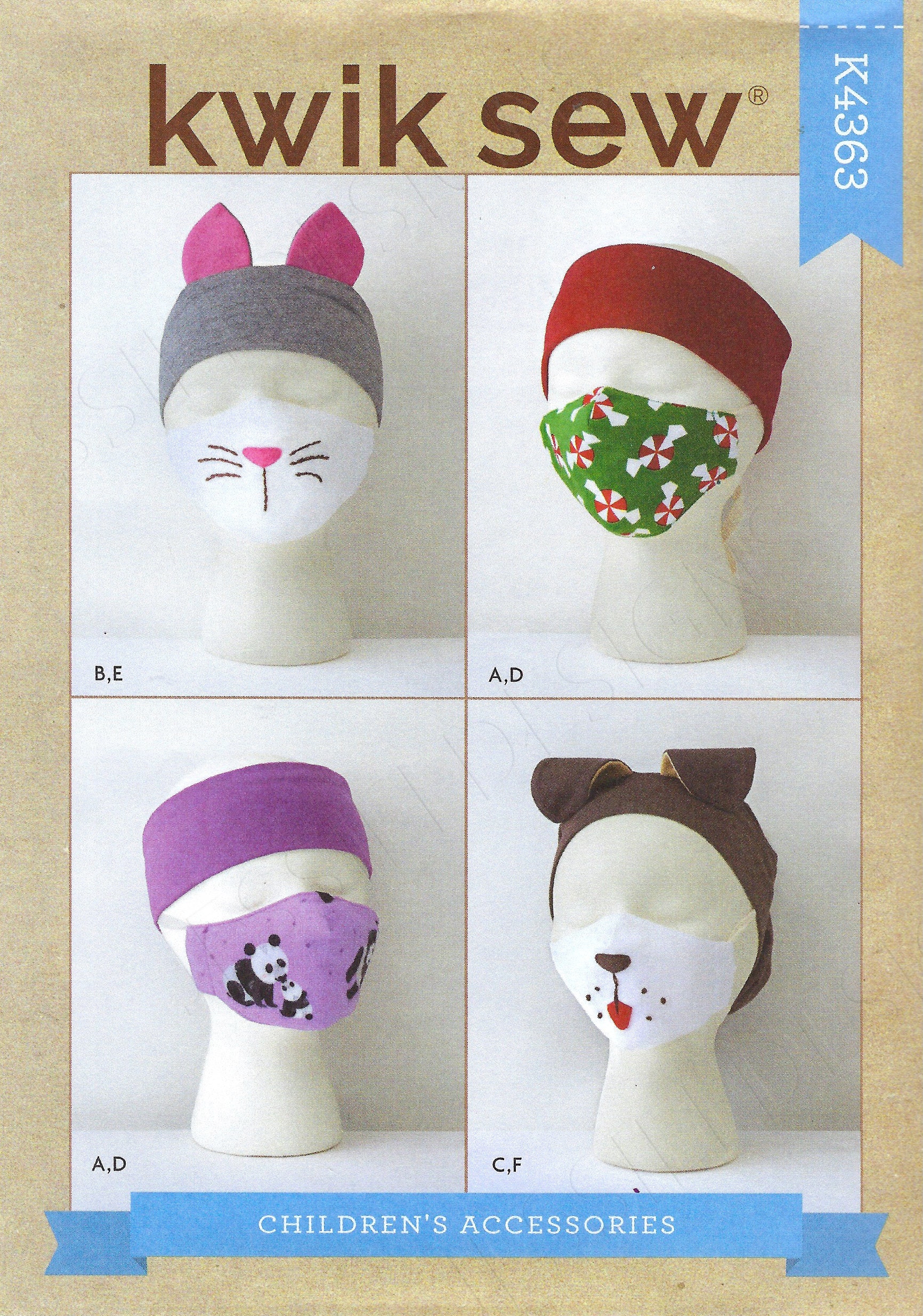 Uncut Kwik Sewing Pattern 4363 Children's Headbands, Hat & Face ...