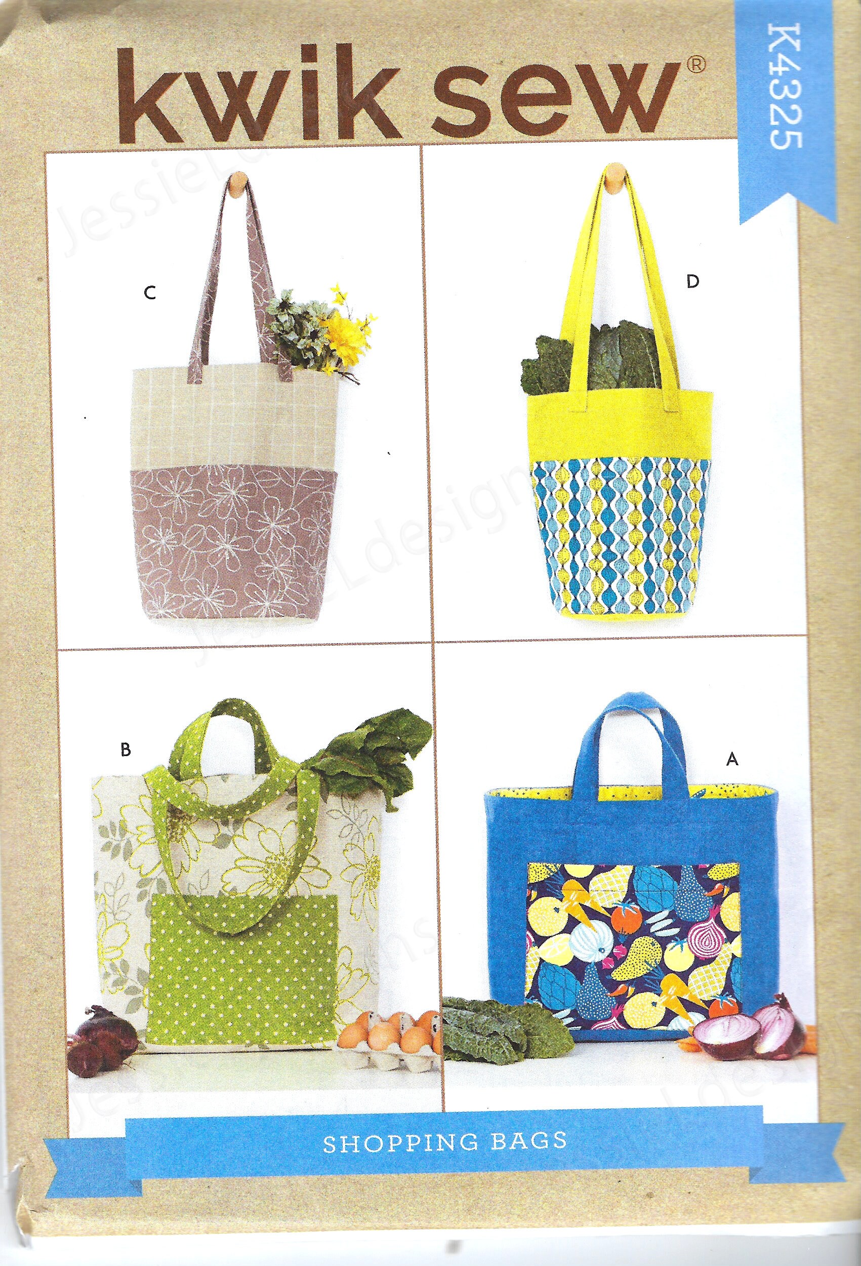 Uncut Kwik Sewing Pattern 10815 4325 Shopping Bags FF - Etsy