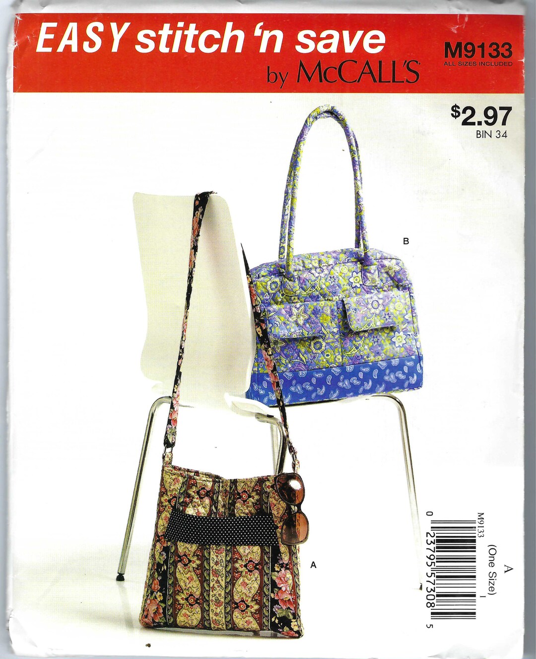Uncut Mccall's Sewing Pattern 9133 Vintage Quilted Handbag FF - Etsy