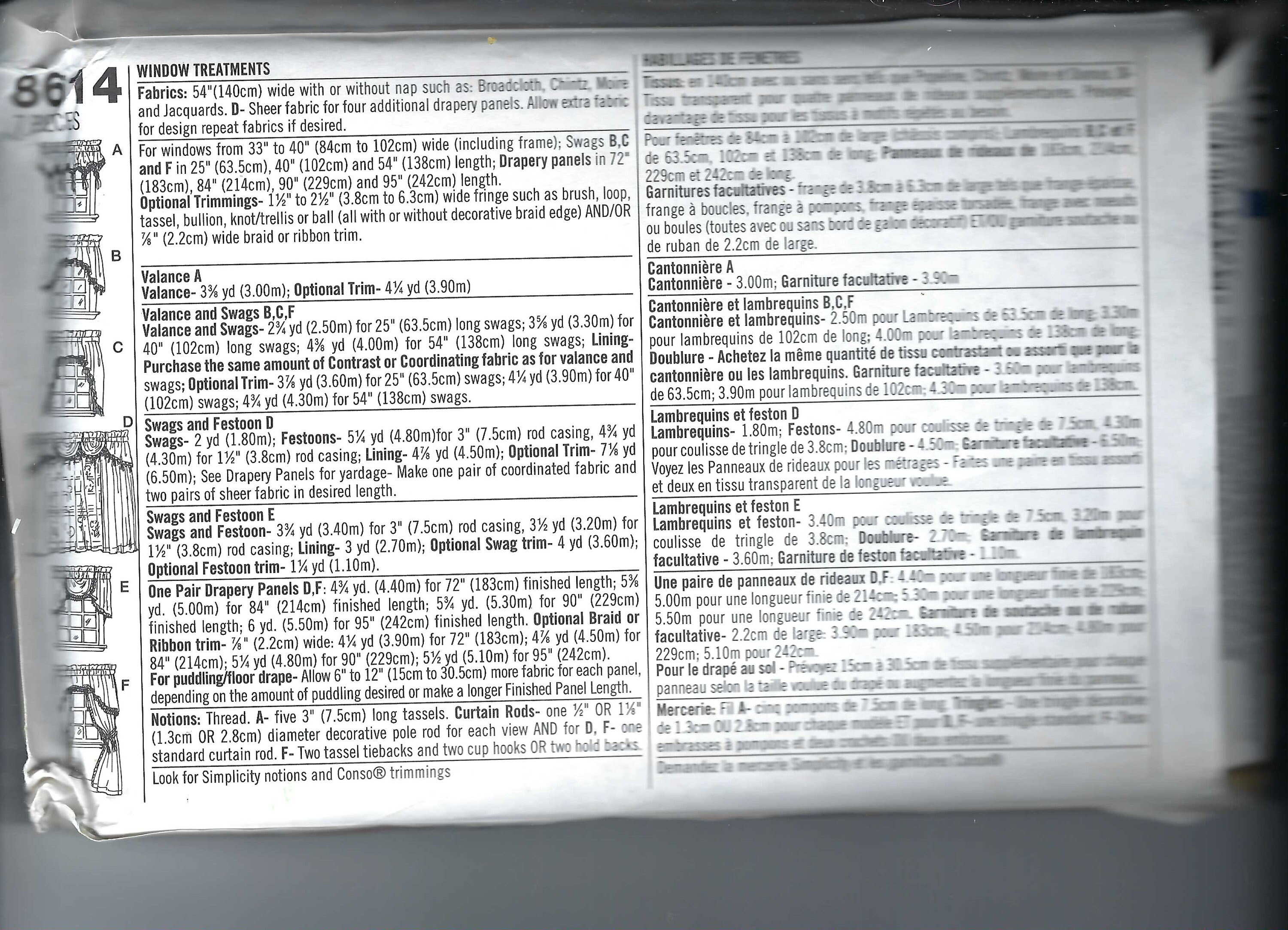 Uncut Simplicity Sewing Pattern 8614 One Size Window Treatments FF - Etsy