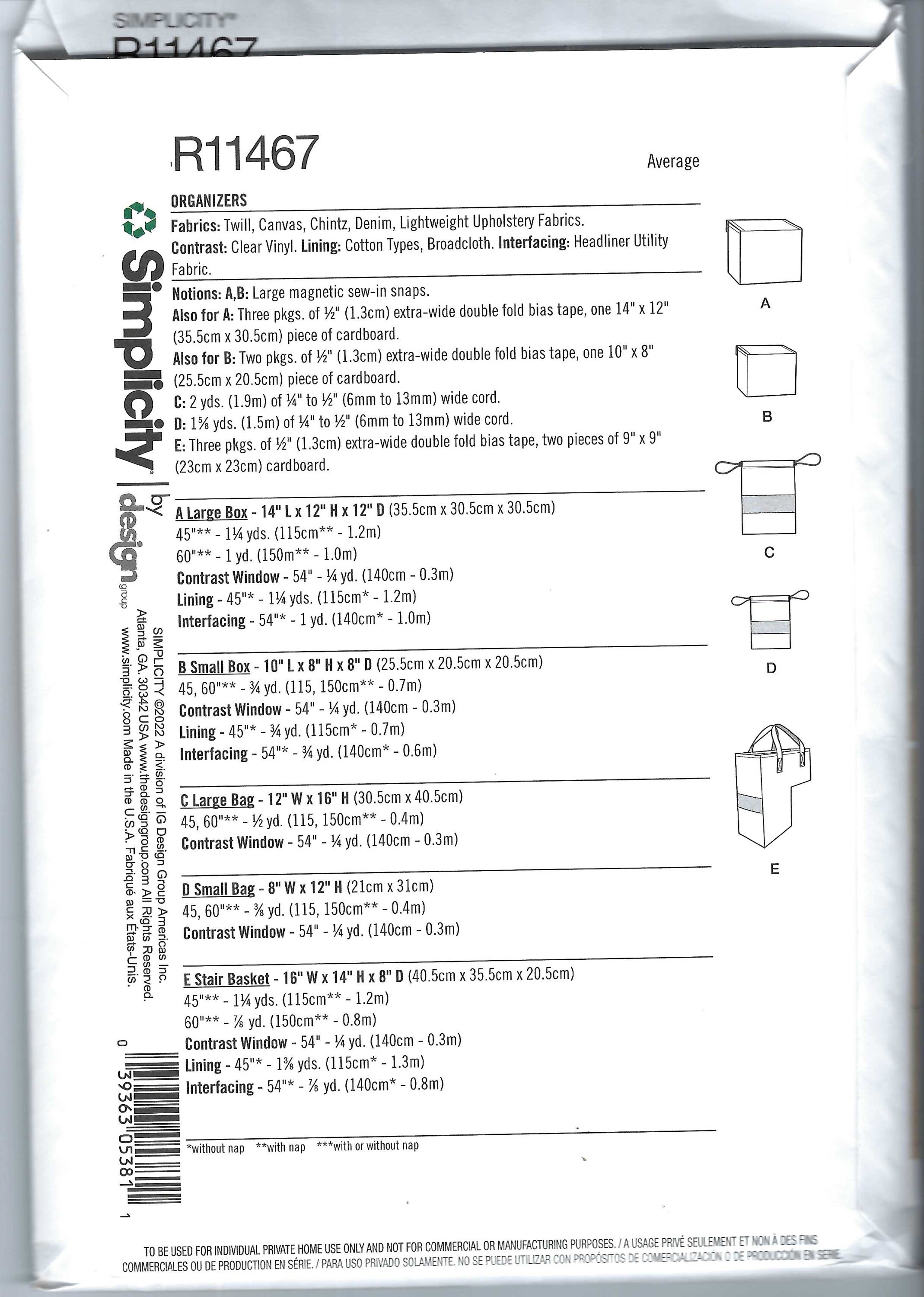 Uncut Simplicity Sewing Pattern 11467 9572 Organizers FF - Etsy
