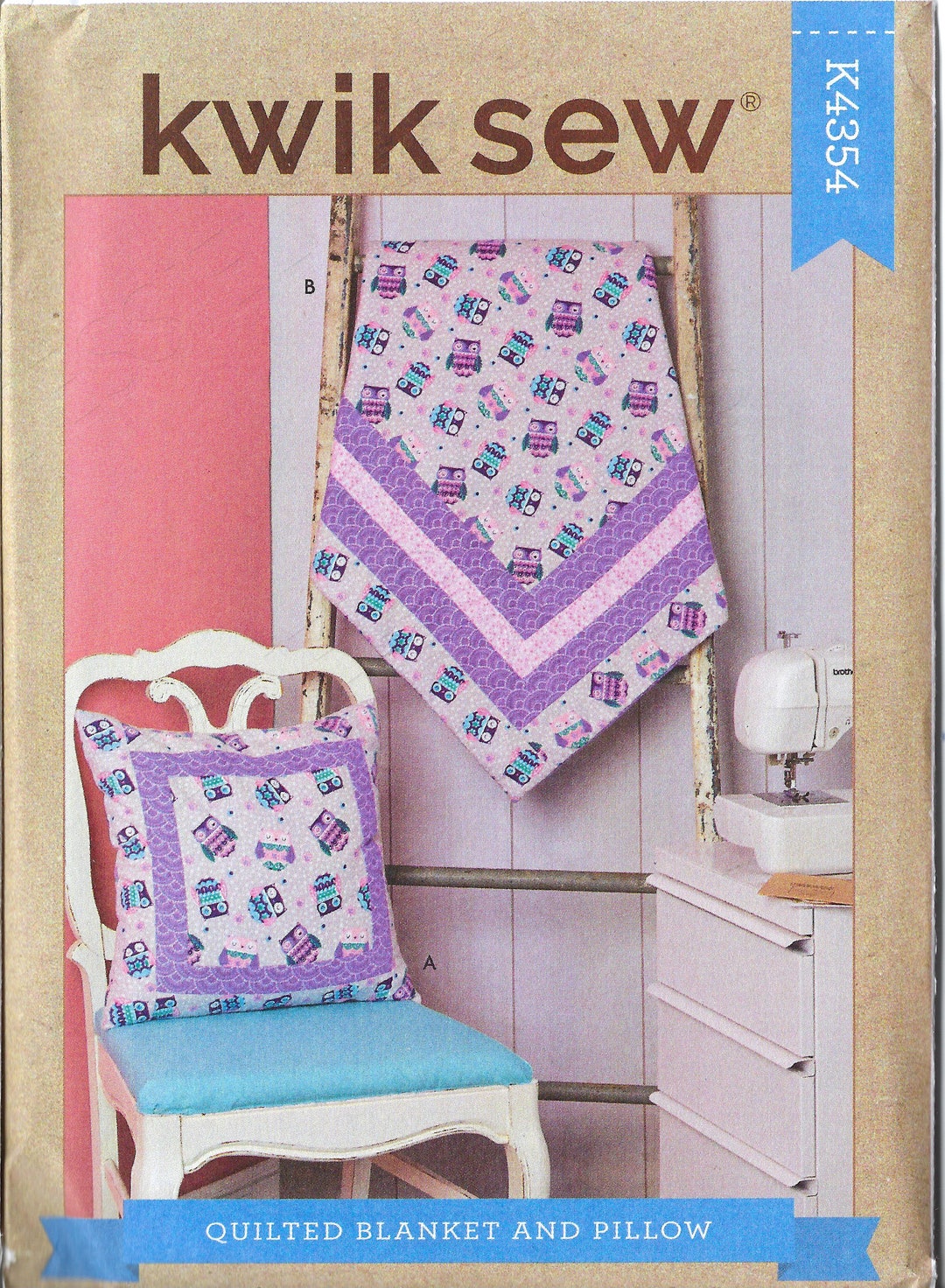 Uncut Kwik Sewing Pattern 4354 Quilted Blanket and Pillow FF - Etsy