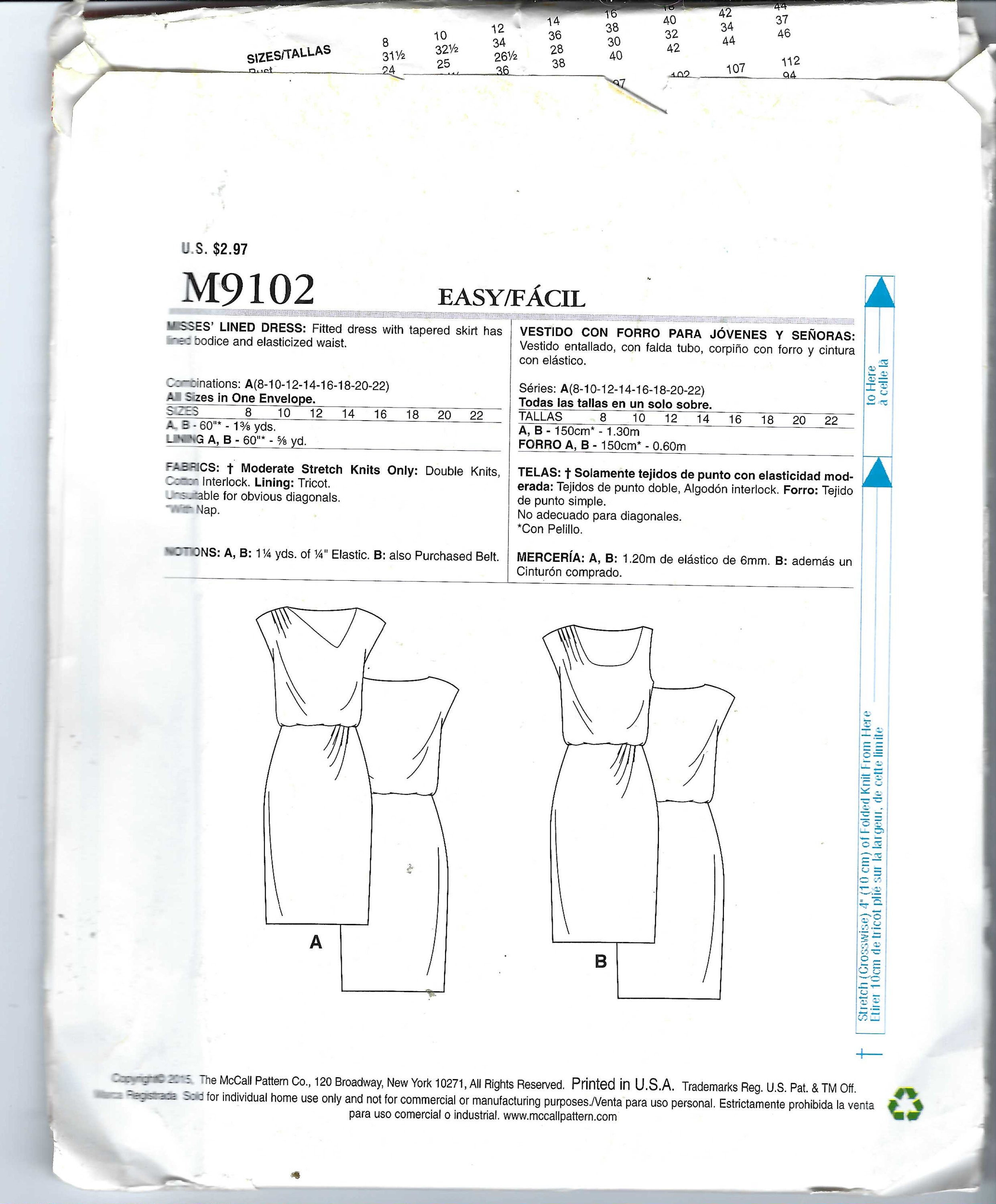 Uncut Mccall's Sewing Pattern Misses Easy Lined Fitted Dress Pattern ...