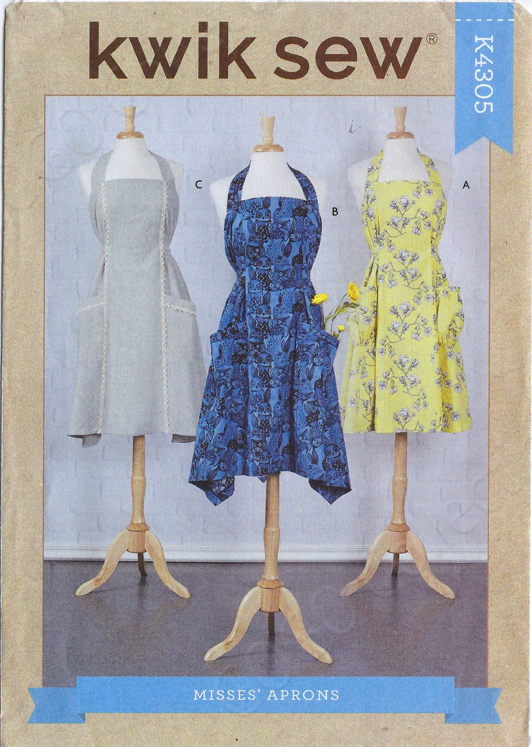 Uncut Kwik Sewing Pattern 4305, Misses Aprons Sewing Pattern Size Xs-s ...