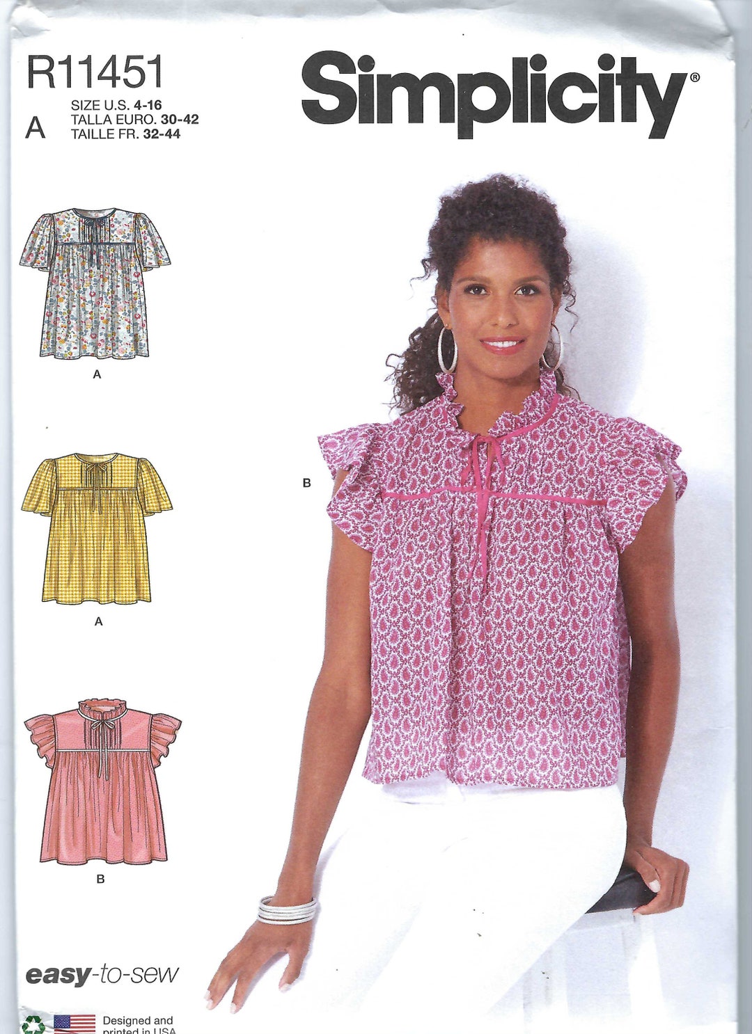 Uncut Simplicity Sewing Pattern Women's Tops, Pullover Tops, Ruffle ...