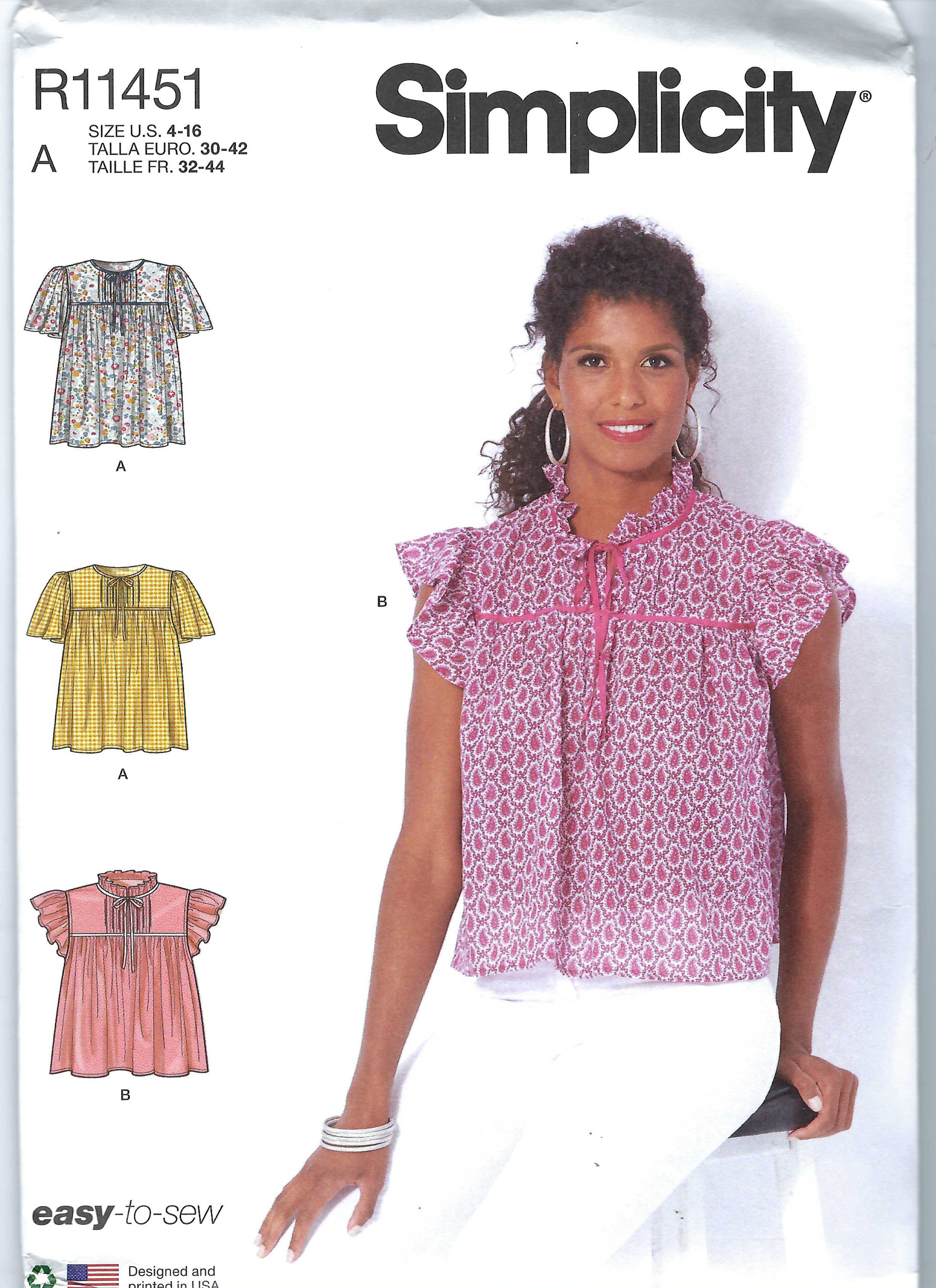 Uncut Simplicity Sewing Pattern Women's Tops, Pullover Tops, Ruffle ...