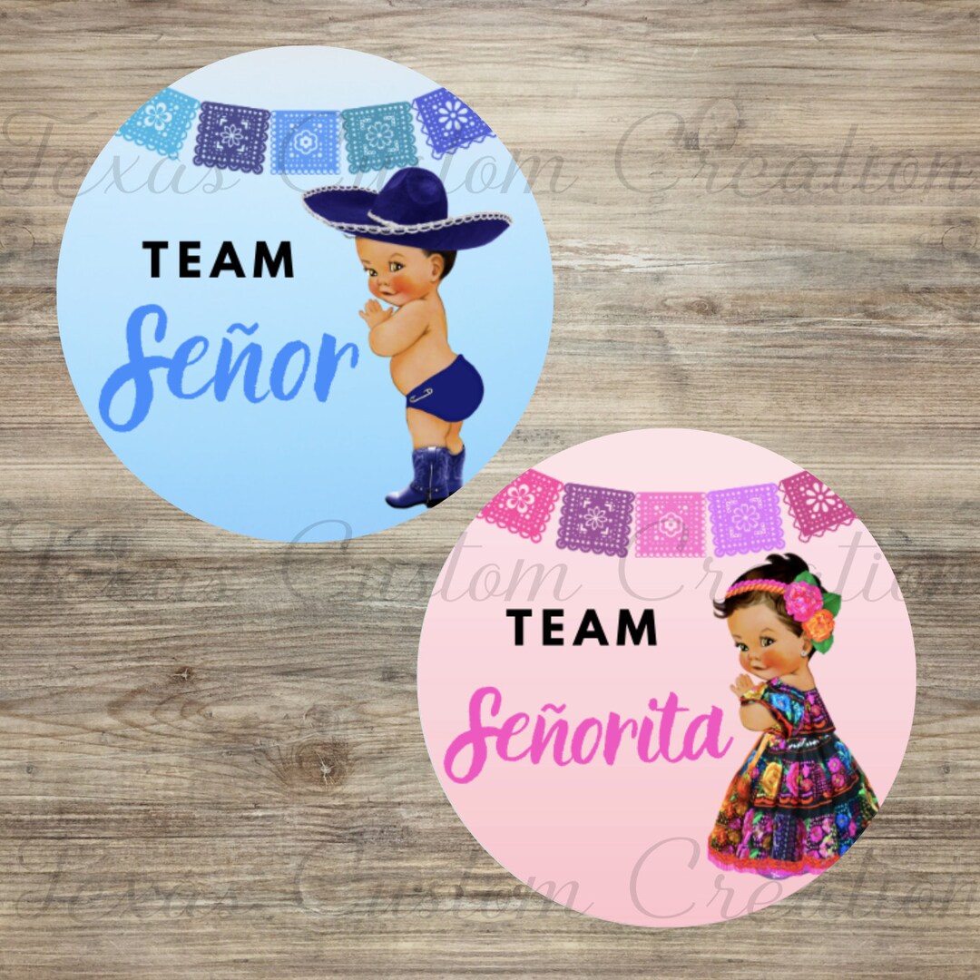 Gender Reveal Stickers- Mexican Theme, Señor or Señorita Party - Etsy