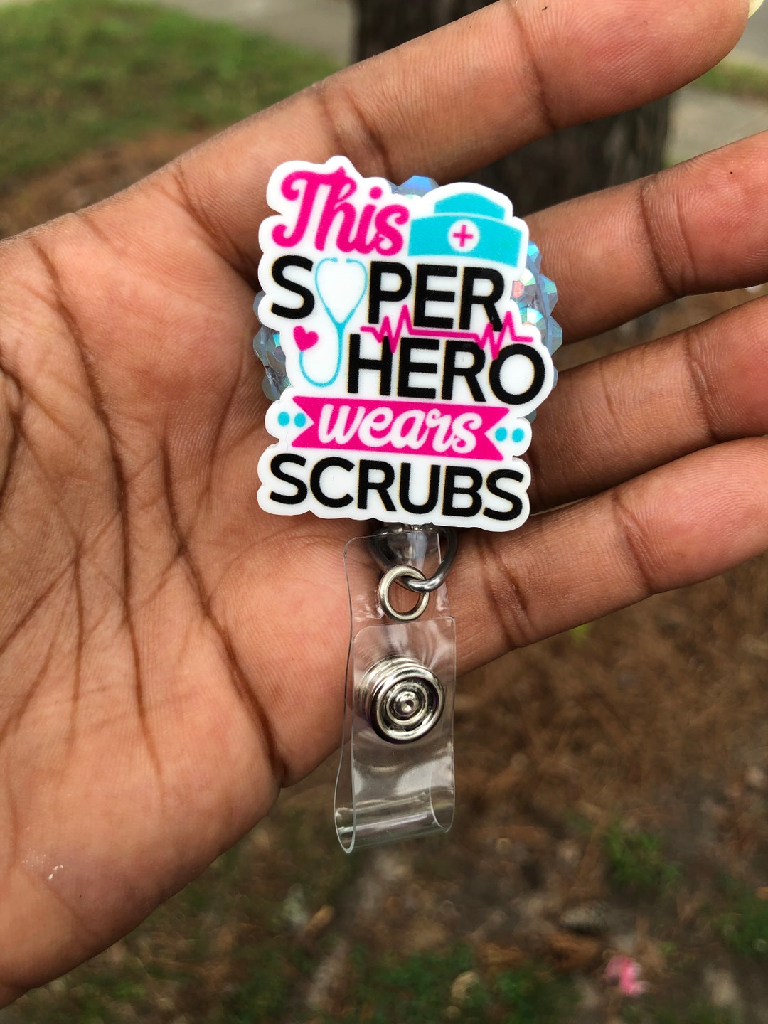 This Super Hero Wears Scrubs Badge Reel/badge Reel - Etsy