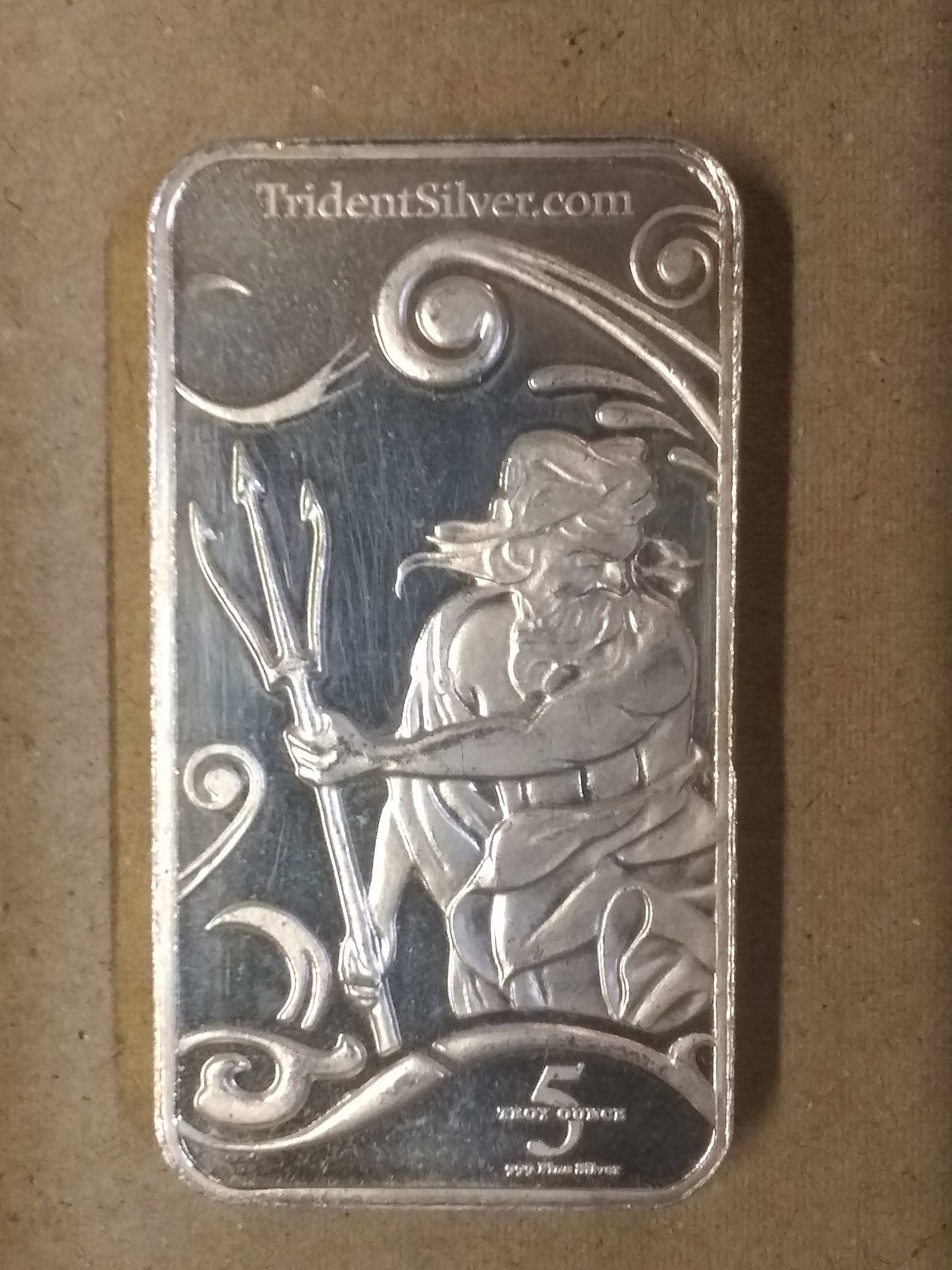 5 Oz Silver Trident Bar With Certificate of Authenticity - Etsy