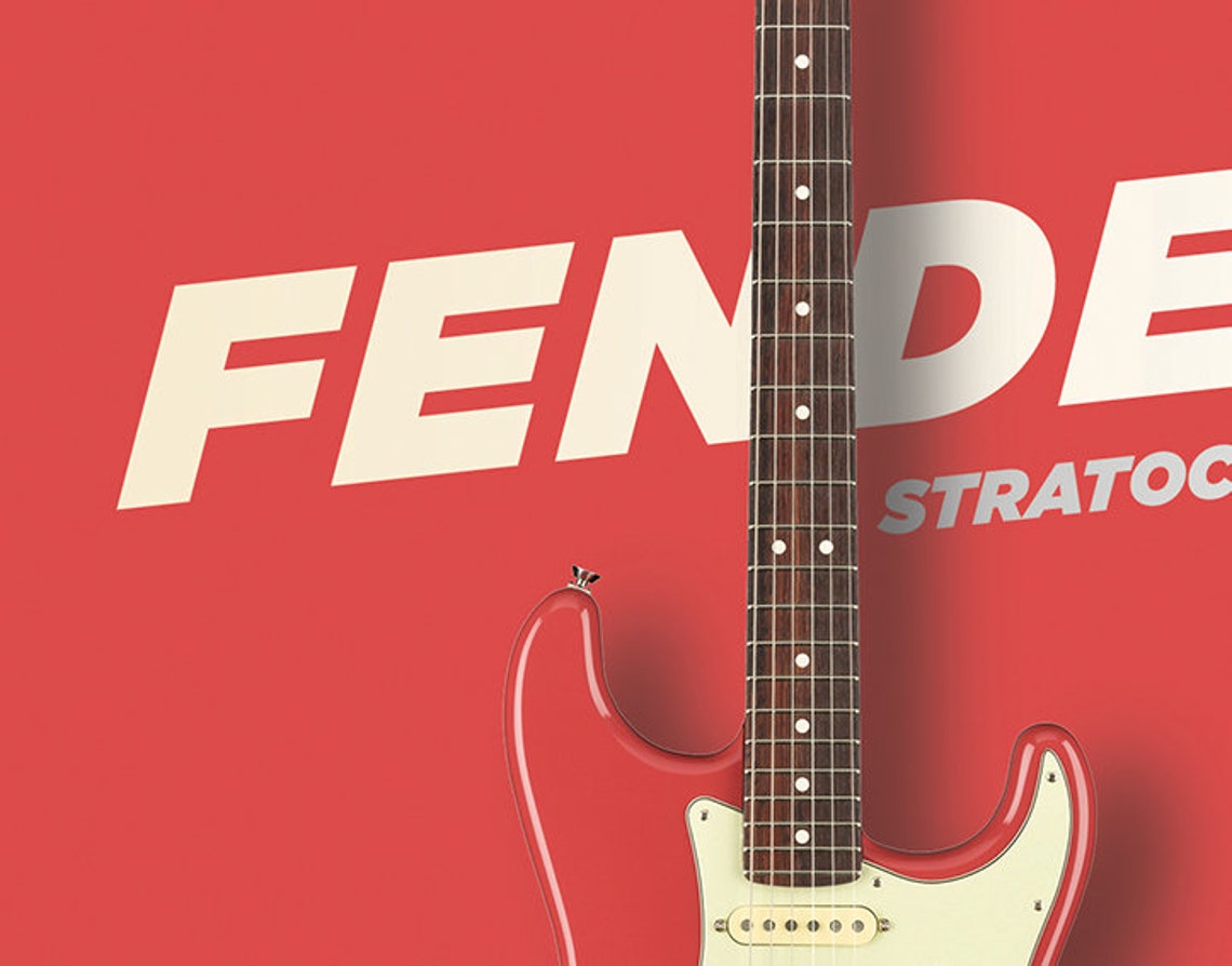 FENDER Stratocaster Print Musician Poster Electric Guitar Digital Print ...