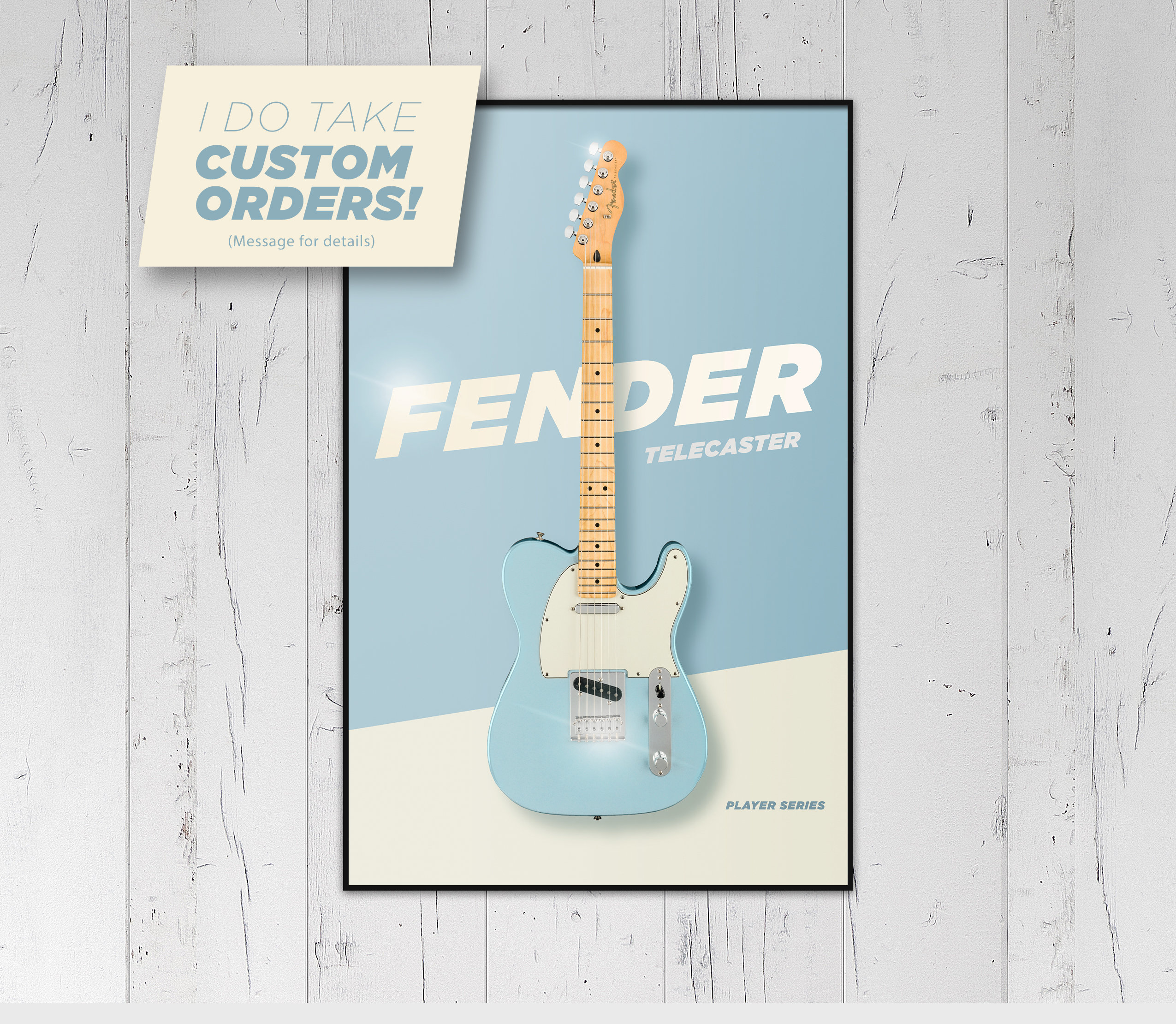SONIC BLUE FENDER Telecaster | Electric Guitar Wall Art | Fender Guitar ...