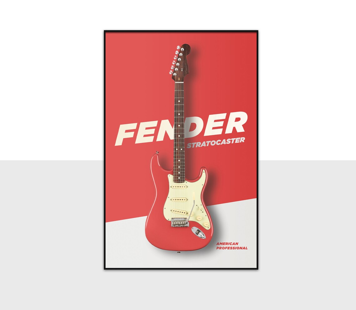 FENDER Stratocaster Print Musician Poster Electric Guitar Digital Print ...