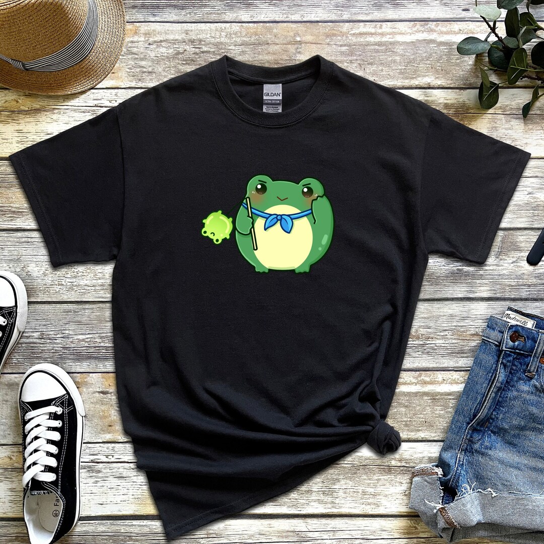 Cute Dark Green Saluting Frog Long Sleeve Shirt Tiktok Douyin Chinese ...