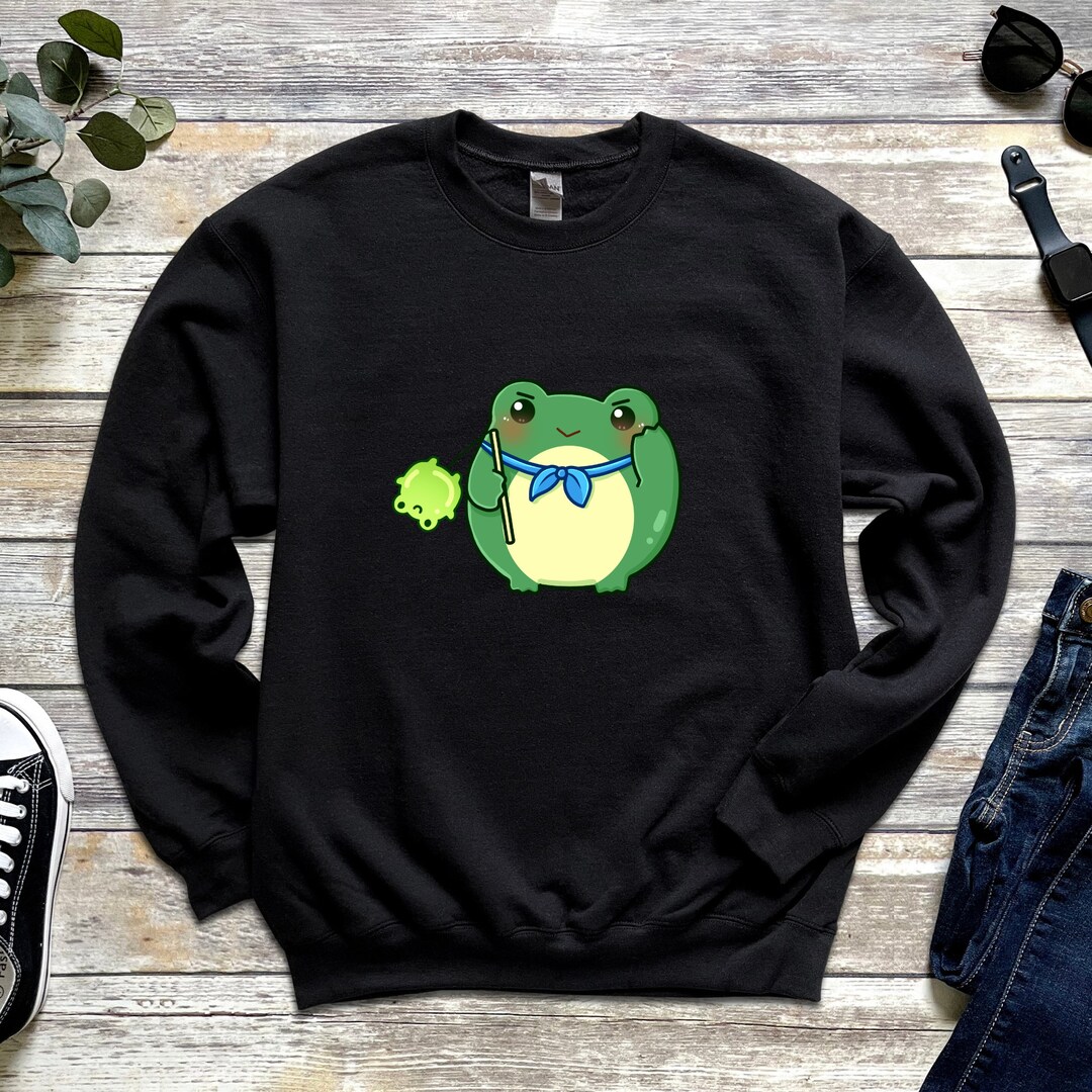 Cute Dark Green Saluting Frog Sweatshirt Tiktok Douyin Chinese Meme ...