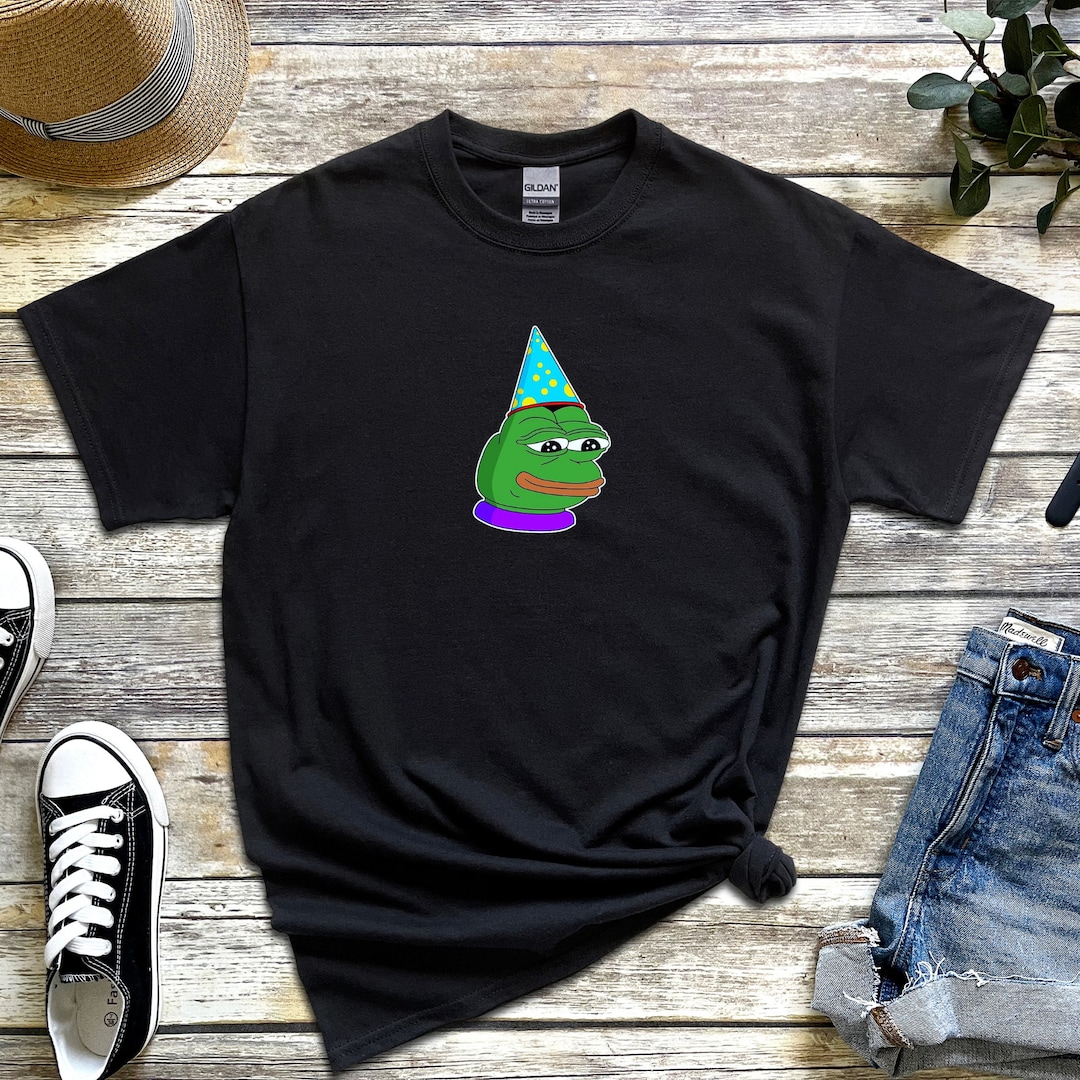 Cute Birthday Hat Pepe the Frog T-shirt Feels Bad Man Party Hat Frog ...