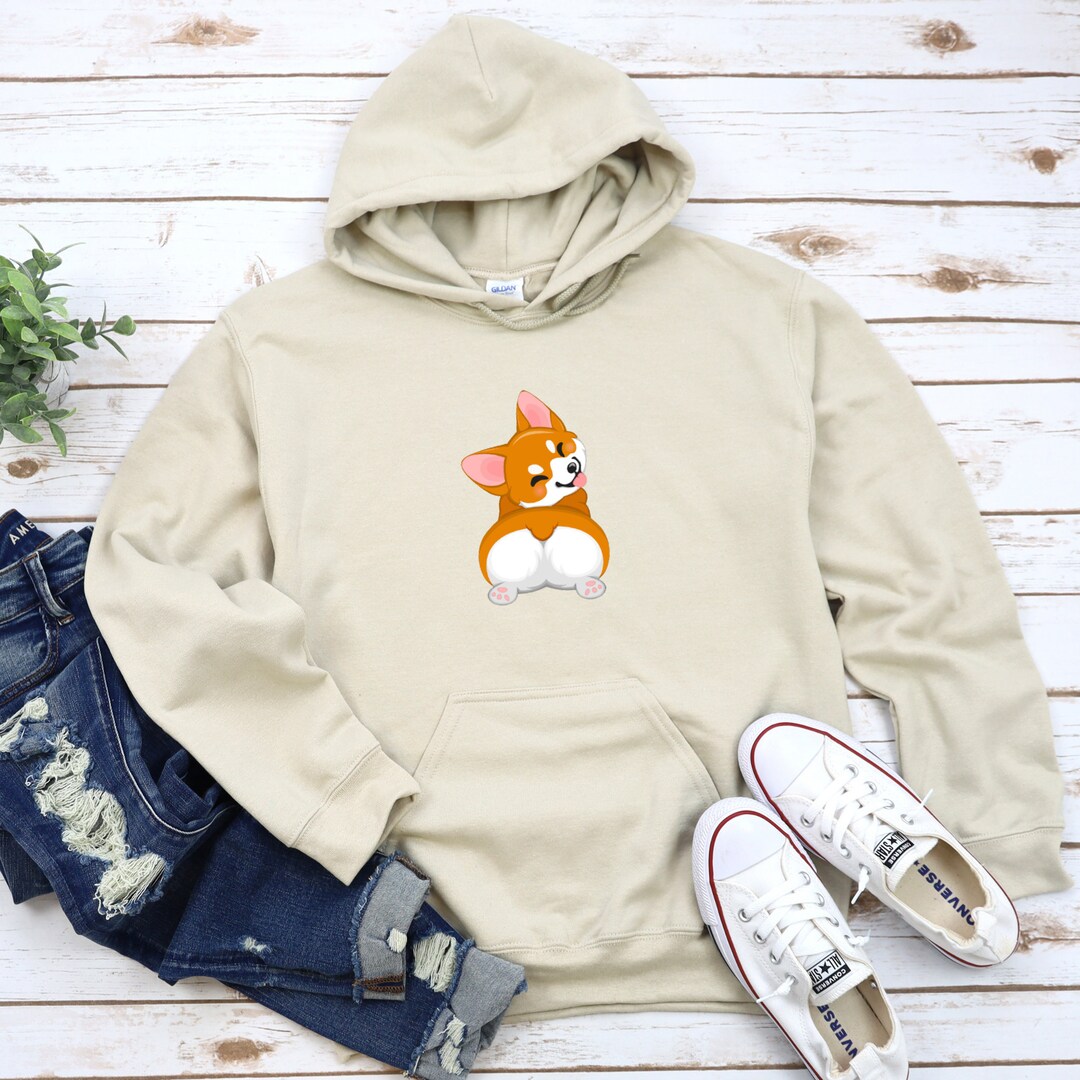 Cute Corgi Butt Hoodie cute Puppy Butt Shiba Inu Dog Wagging Tail Meme ...