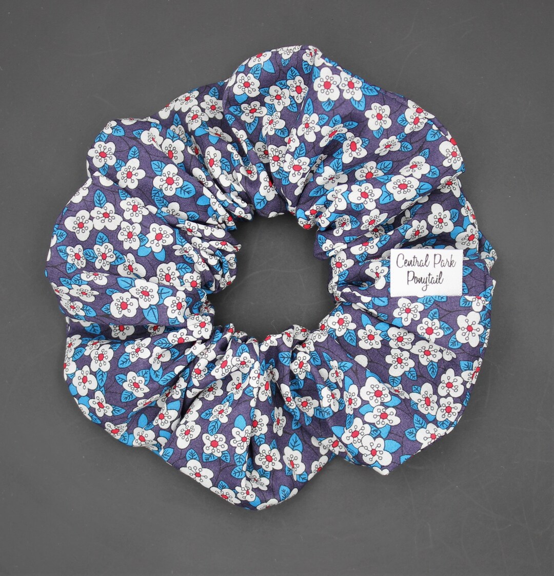 Liberty Fabrics Tana Lawn Ffion Blue White Print Scrunchie - Etsy