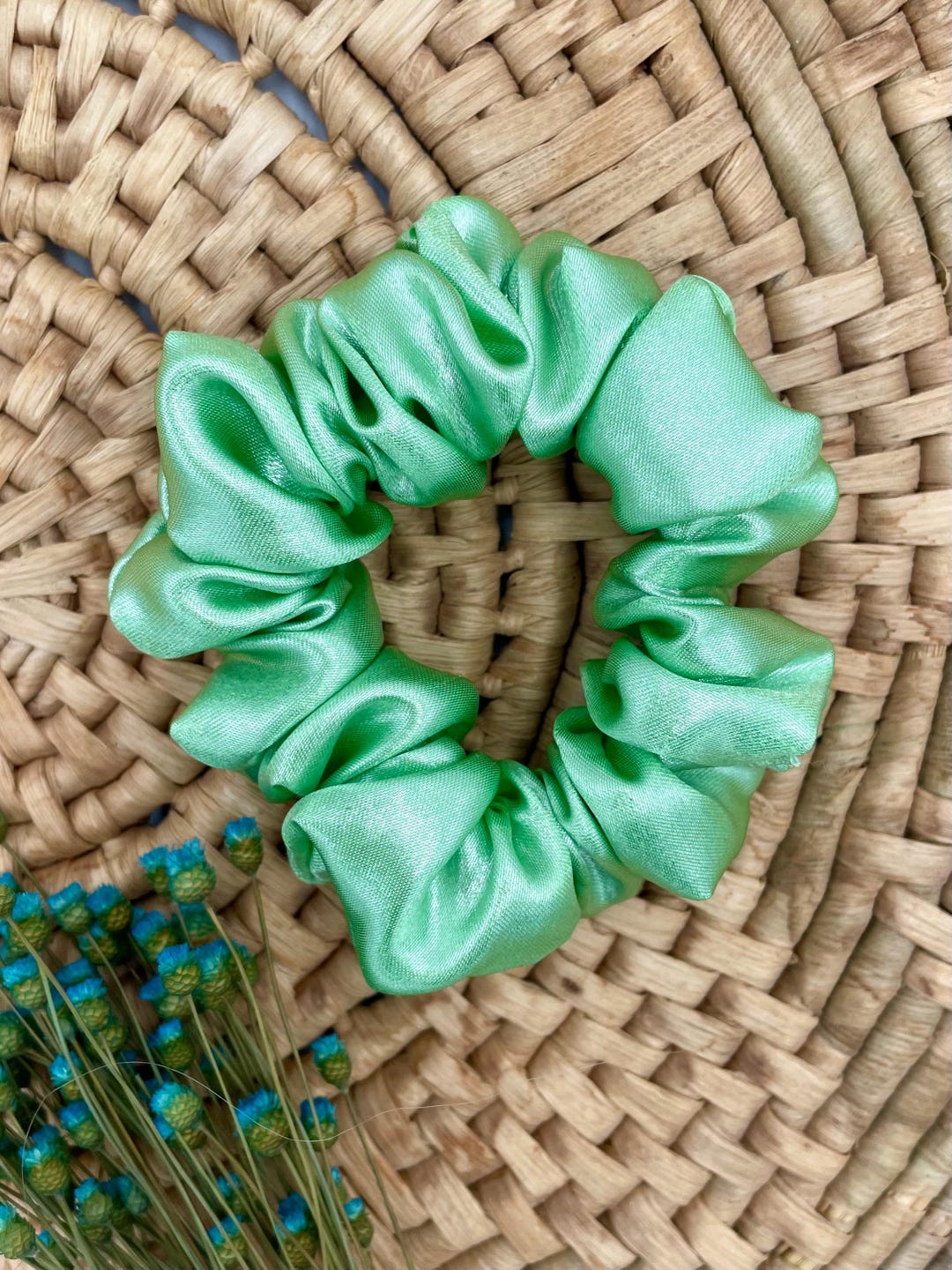 Mini Green Metallic Foil Satin Skinny Hair Accessory Ponytail Holder - Etsy