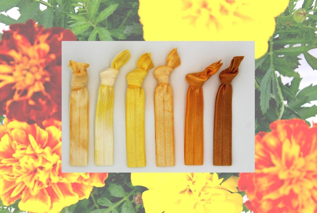 Marigold 6-pack Set Elastic Hair Ponytail Holder Ties Hand Dyed ...