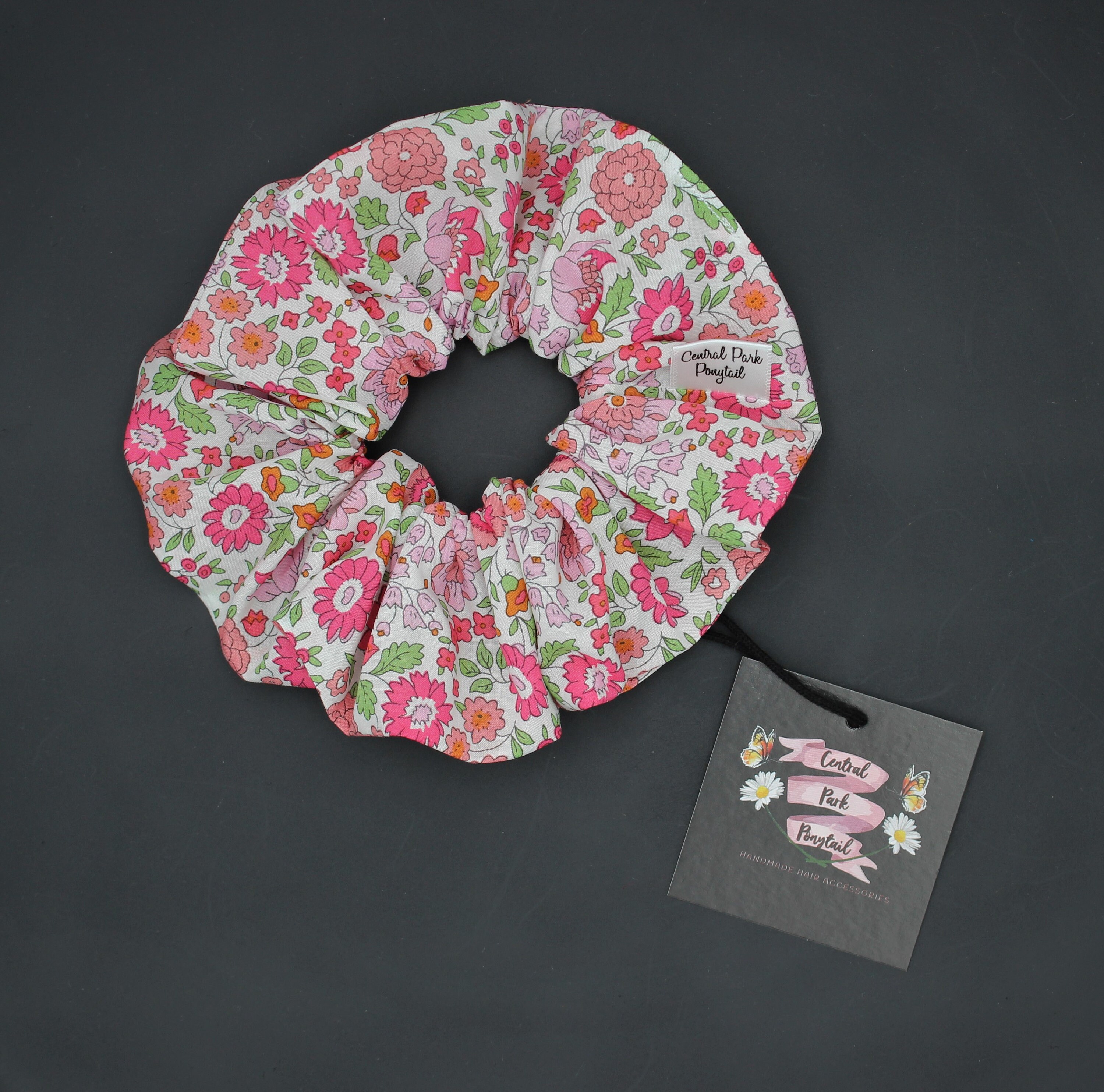 Liberty Fabrics Tana Lawn D'anjo Pink Print Scrunchie Hair Accessory ...