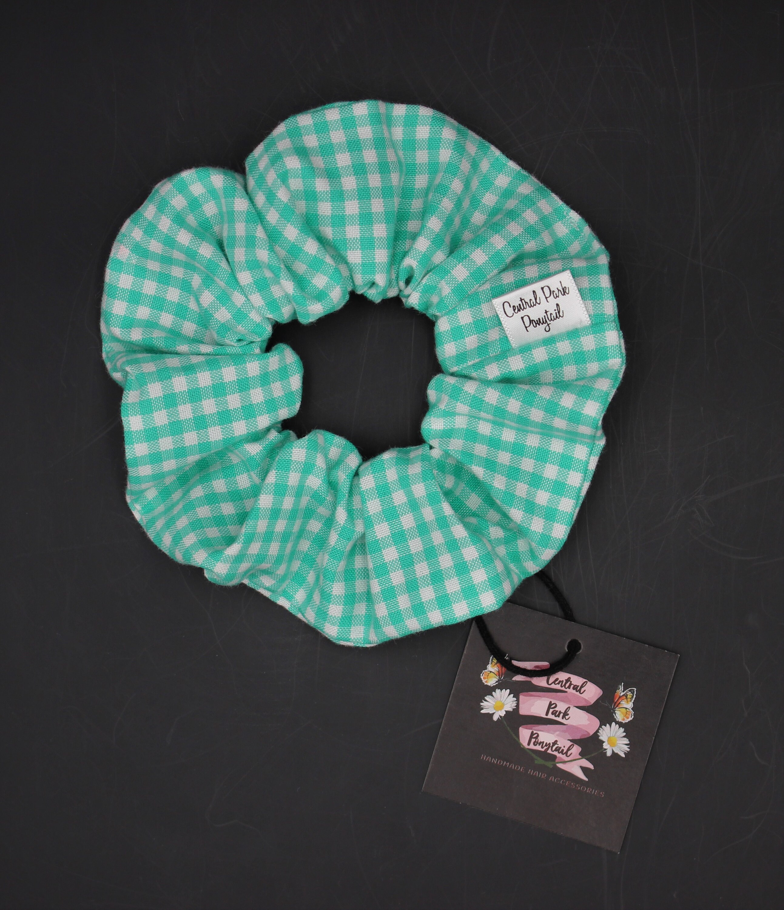 Pink or Green Gingham Check Hair Scrunchie Elastic Tie 100% Cotton - Etsy