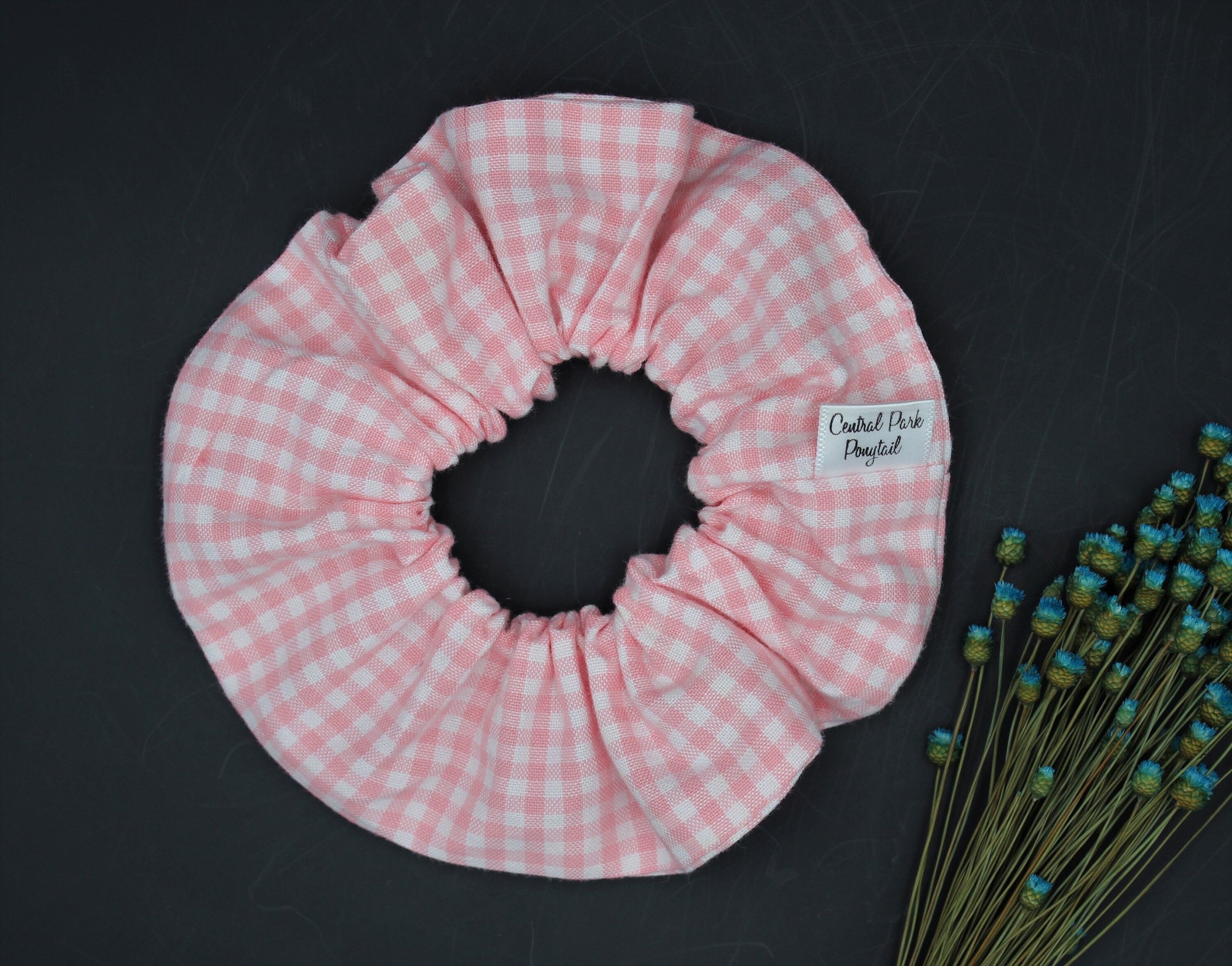 Pink or Green Gingham Check Hair Scrunchie Elastic Tie 100% Cotton - Etsy