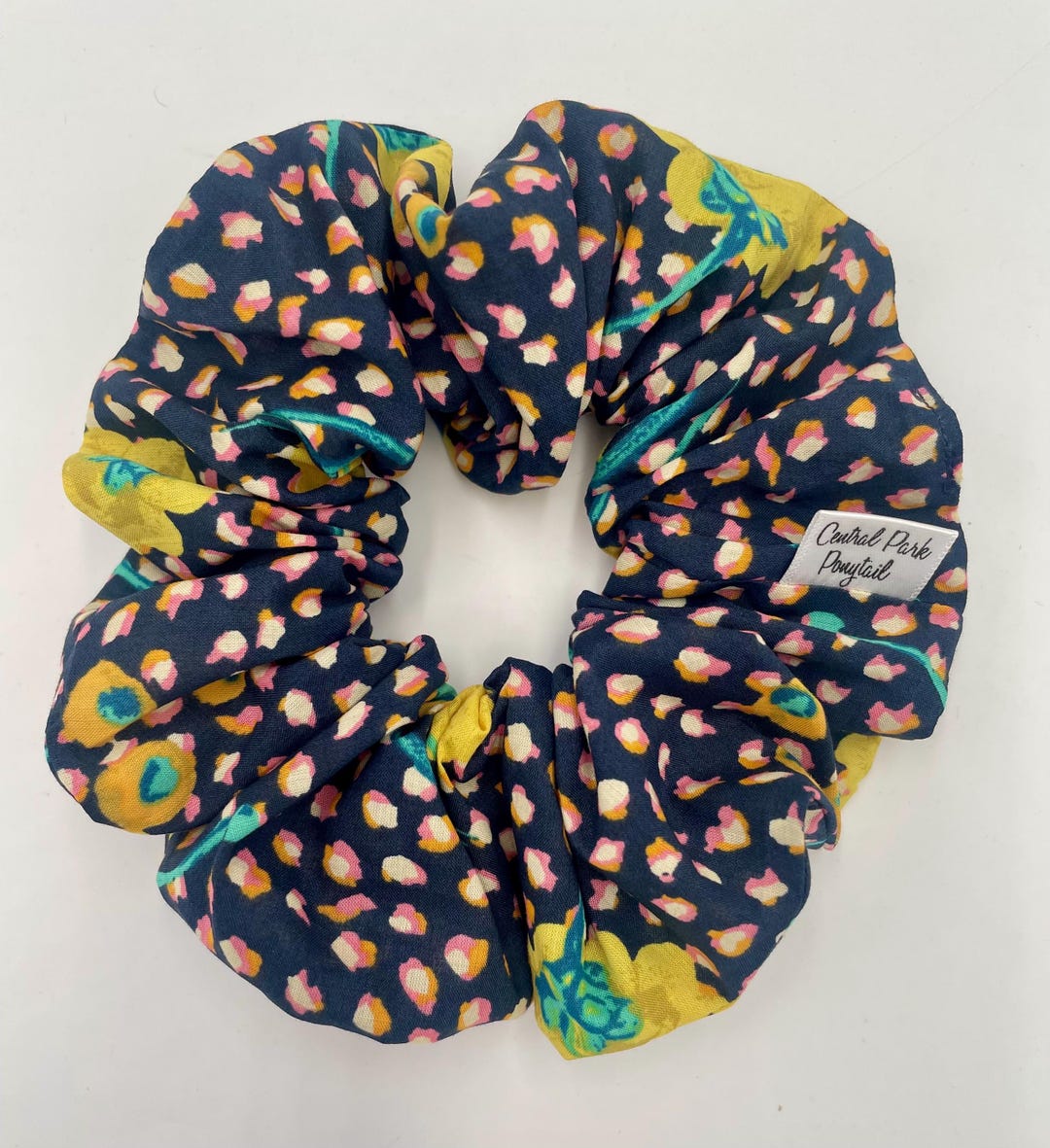 Liberty Fabrics Retro Pattern Navy and Yellow Scrunchie Hair Accessory ...