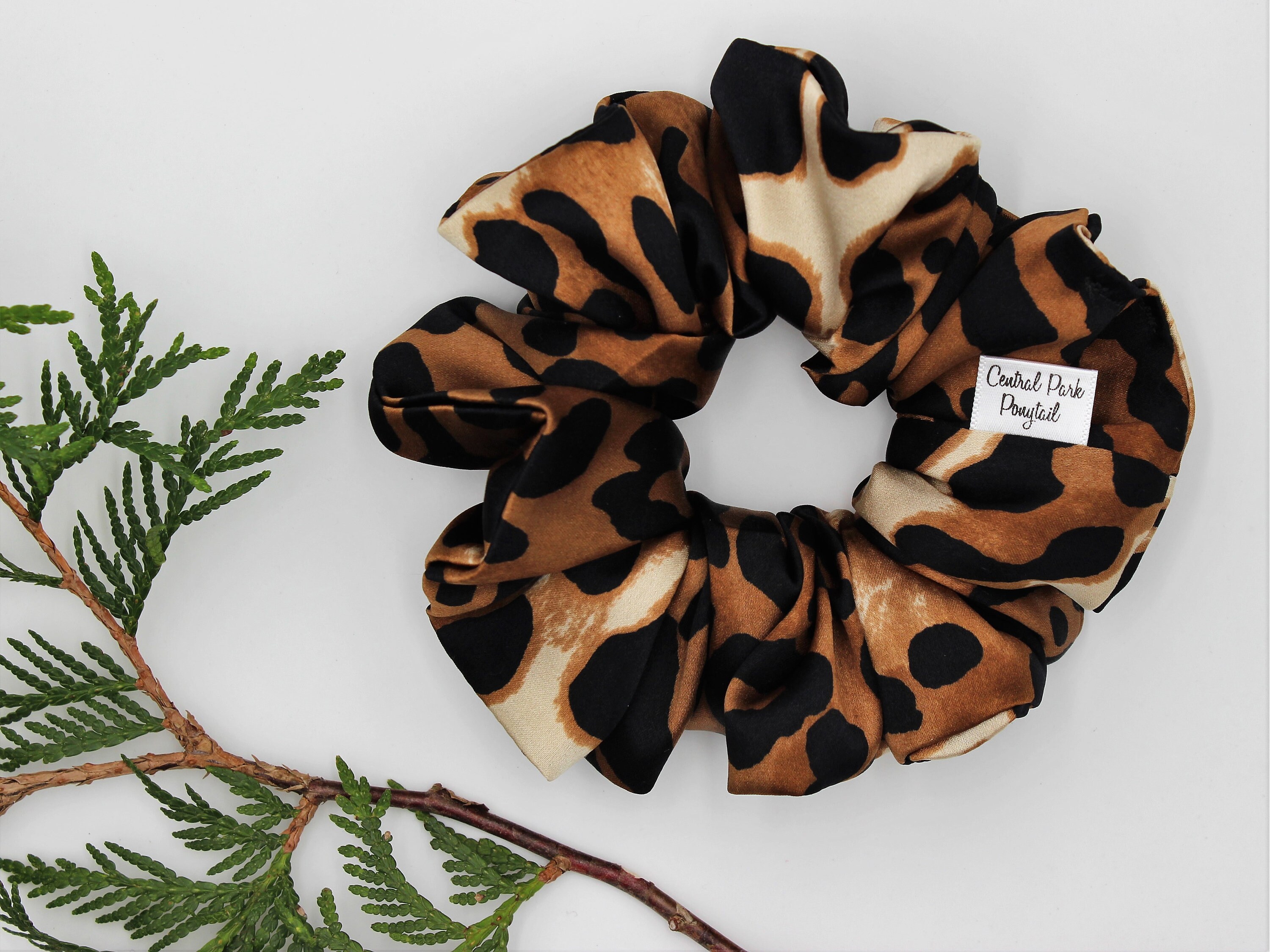 Pure Italian Silk Charmeuse Leopard Animal Print Hair Scrunchie ...