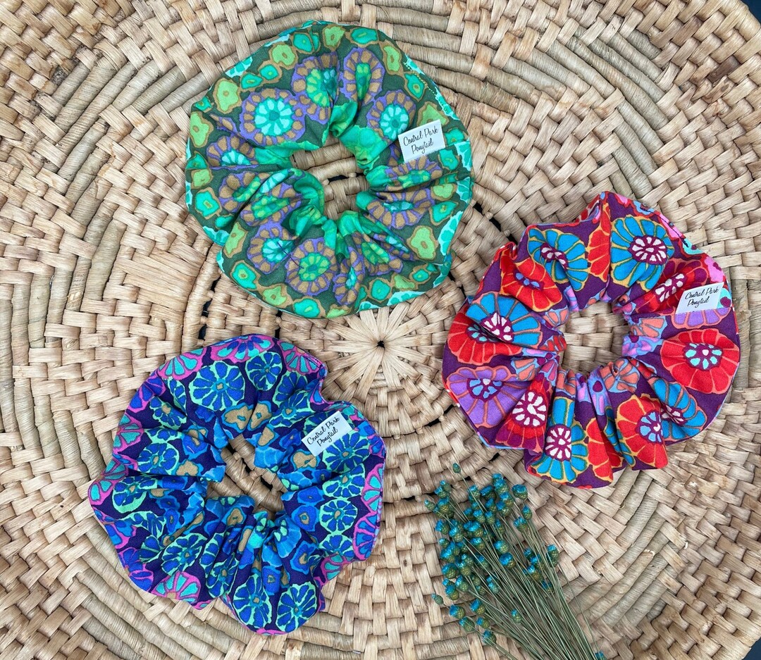 Floral Row Flowers Kaffe Fassett Print Scrunchie Hair Accessory ...