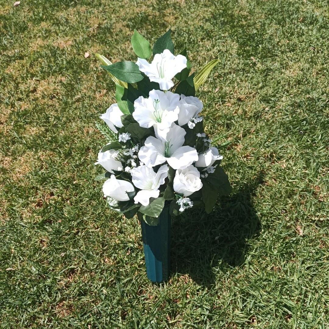 White Rose Cemetery Cone - Etsy